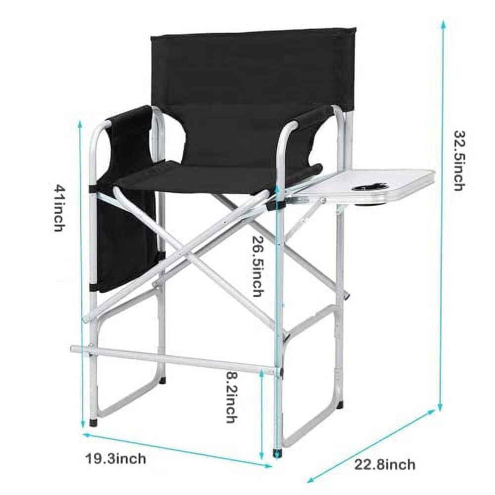 Tall Director Chair with Side Table,Portable Makeup Artist Chair Bar ...