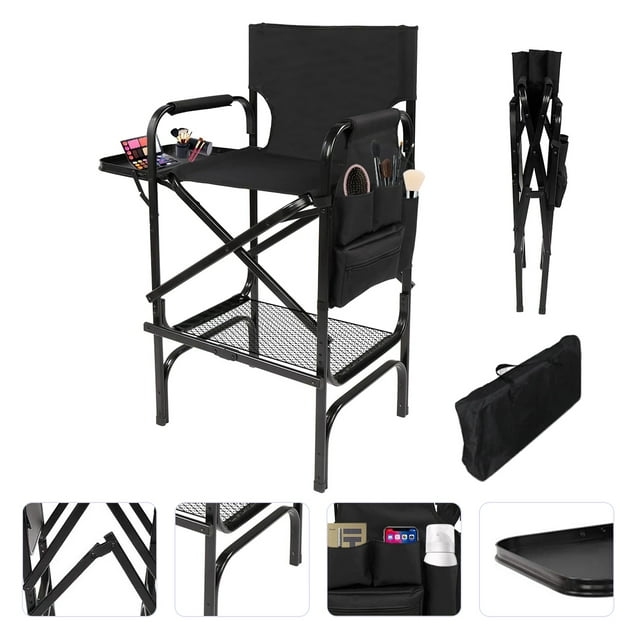Tall Directors Chair, Folding Makeup Chair with Folding Tabletop ...