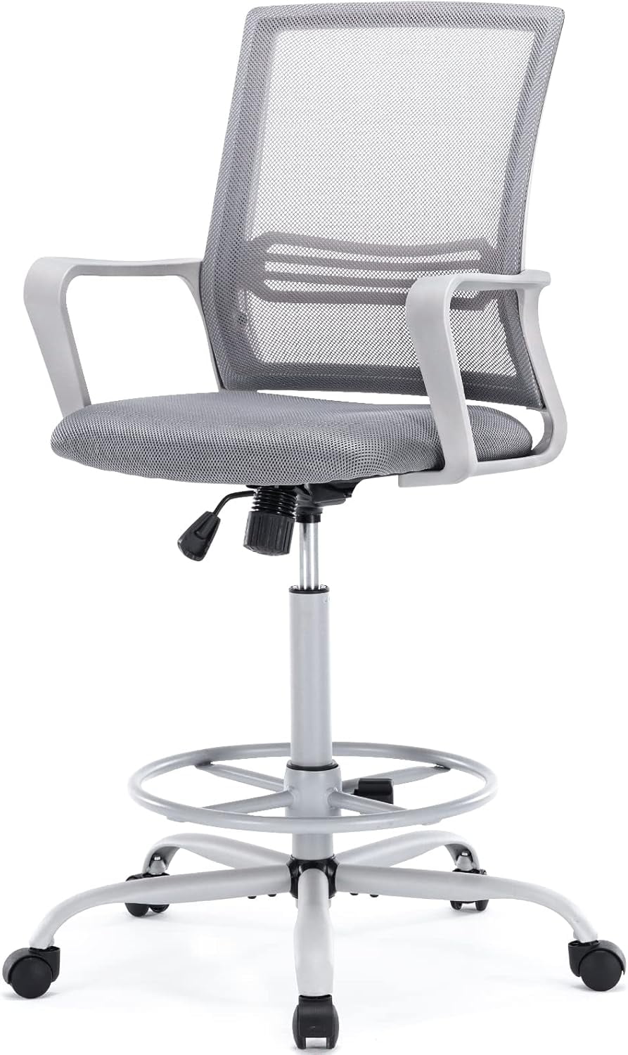Tall Drafting Chair for Standing Office Desk with Adjustable Foot Ring ...