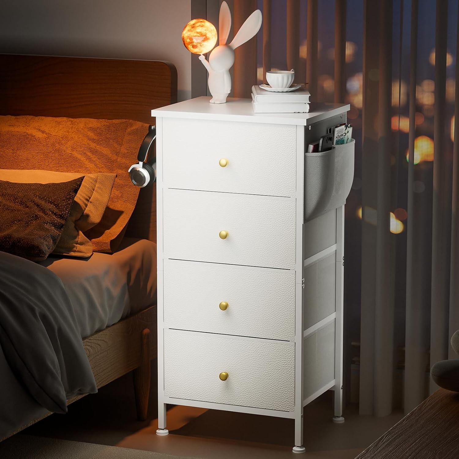 Tall Dresser with 5 Drawers, White Dresser for Bedroom, Tall Storage ...