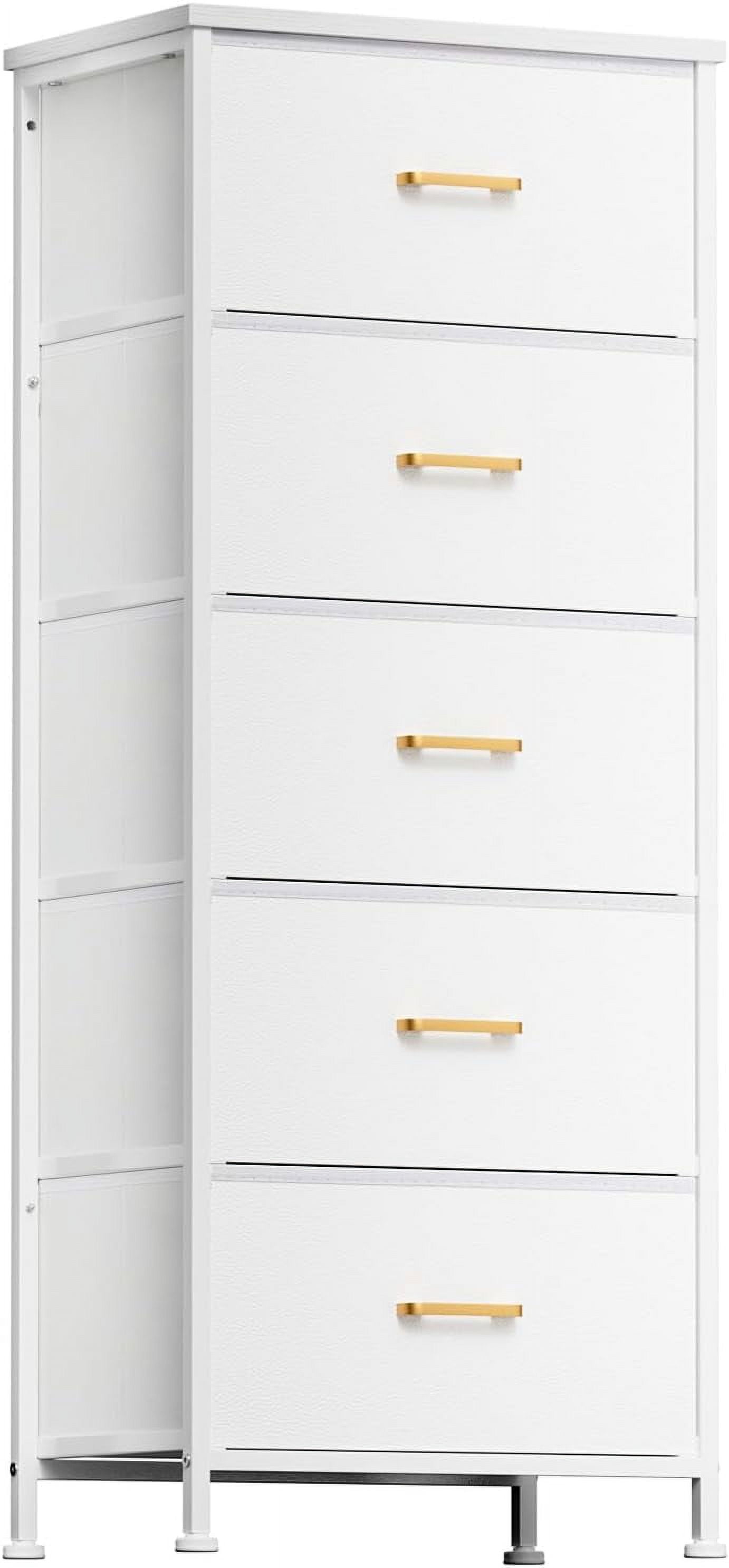 Tall Dresser with 5 Drawers, White Dresser for Bedroom, Tall Storage ...