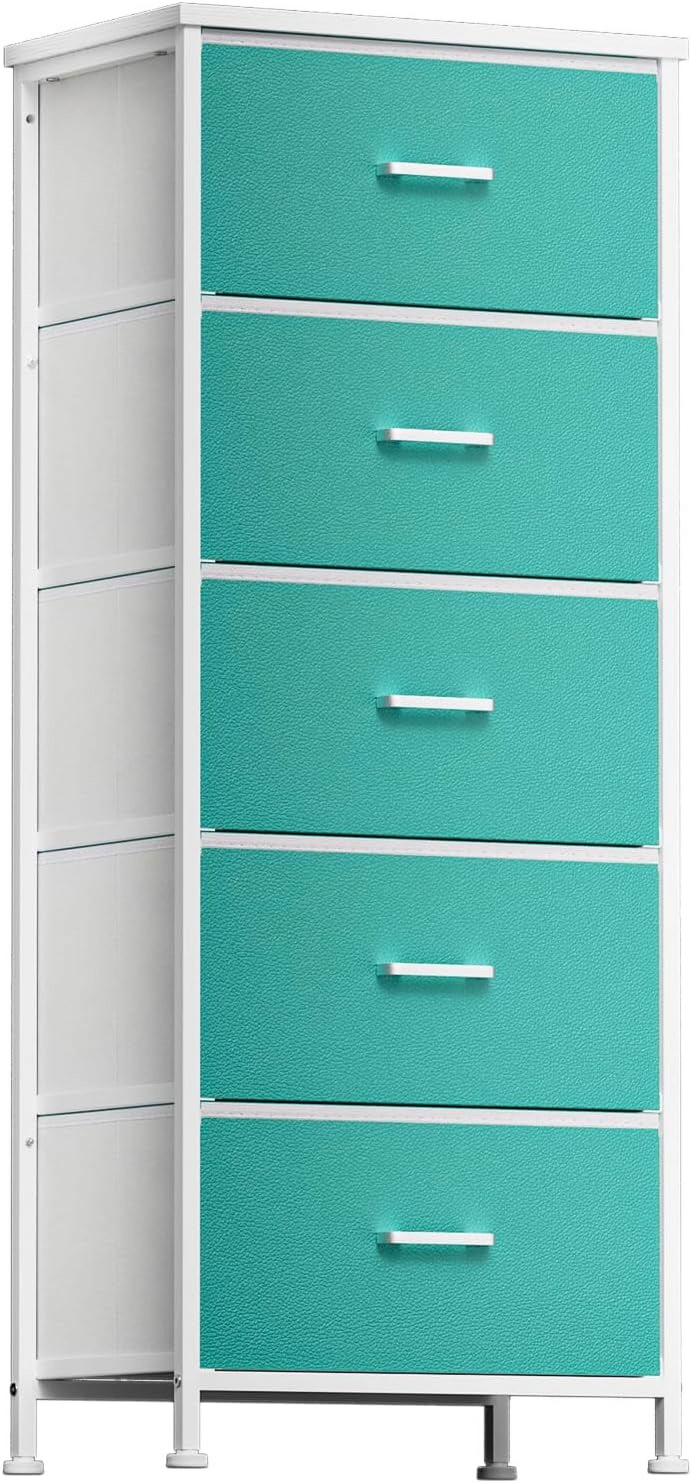 Tall Dresser with 5 Drawers, White Dresser for Bedroom, Tall Storage ...