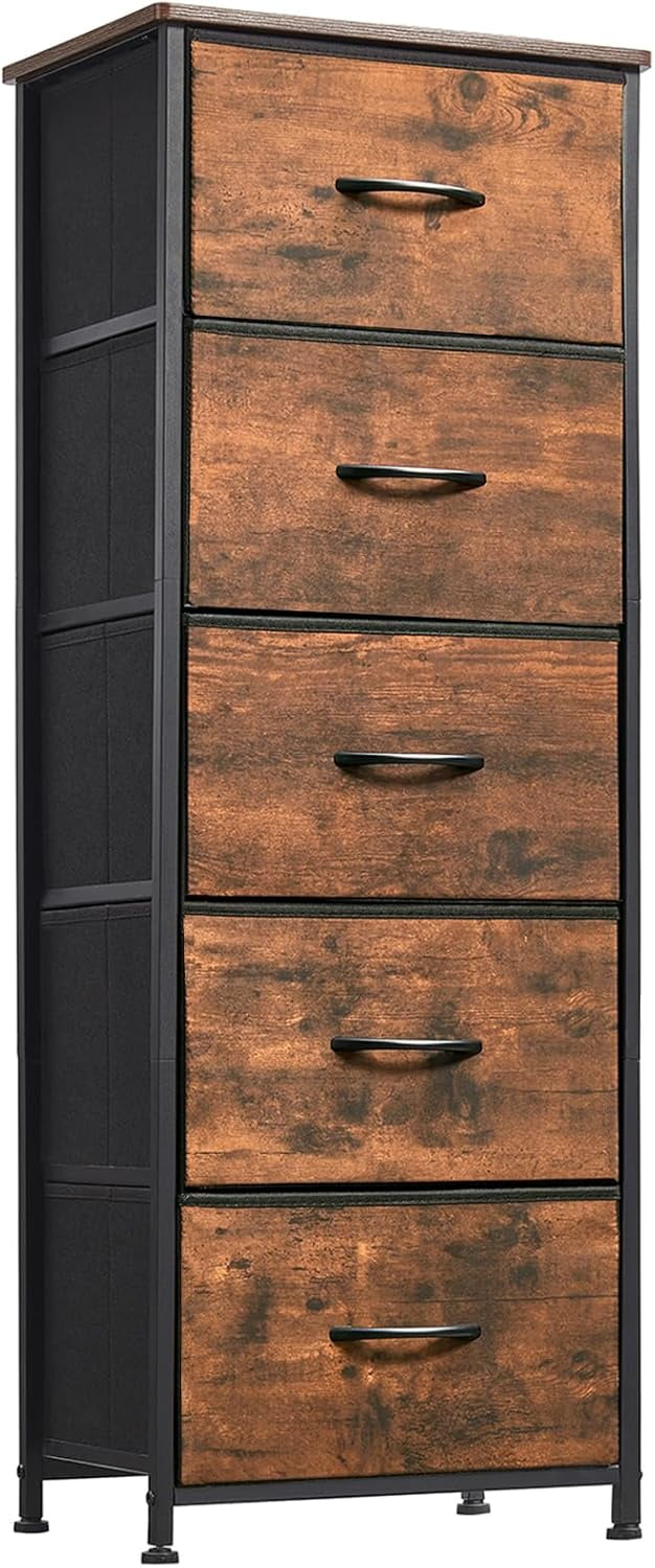 Tall Dresser for Bedroom, 5 Drawer Storage Organizer Chest of Drawers ...
