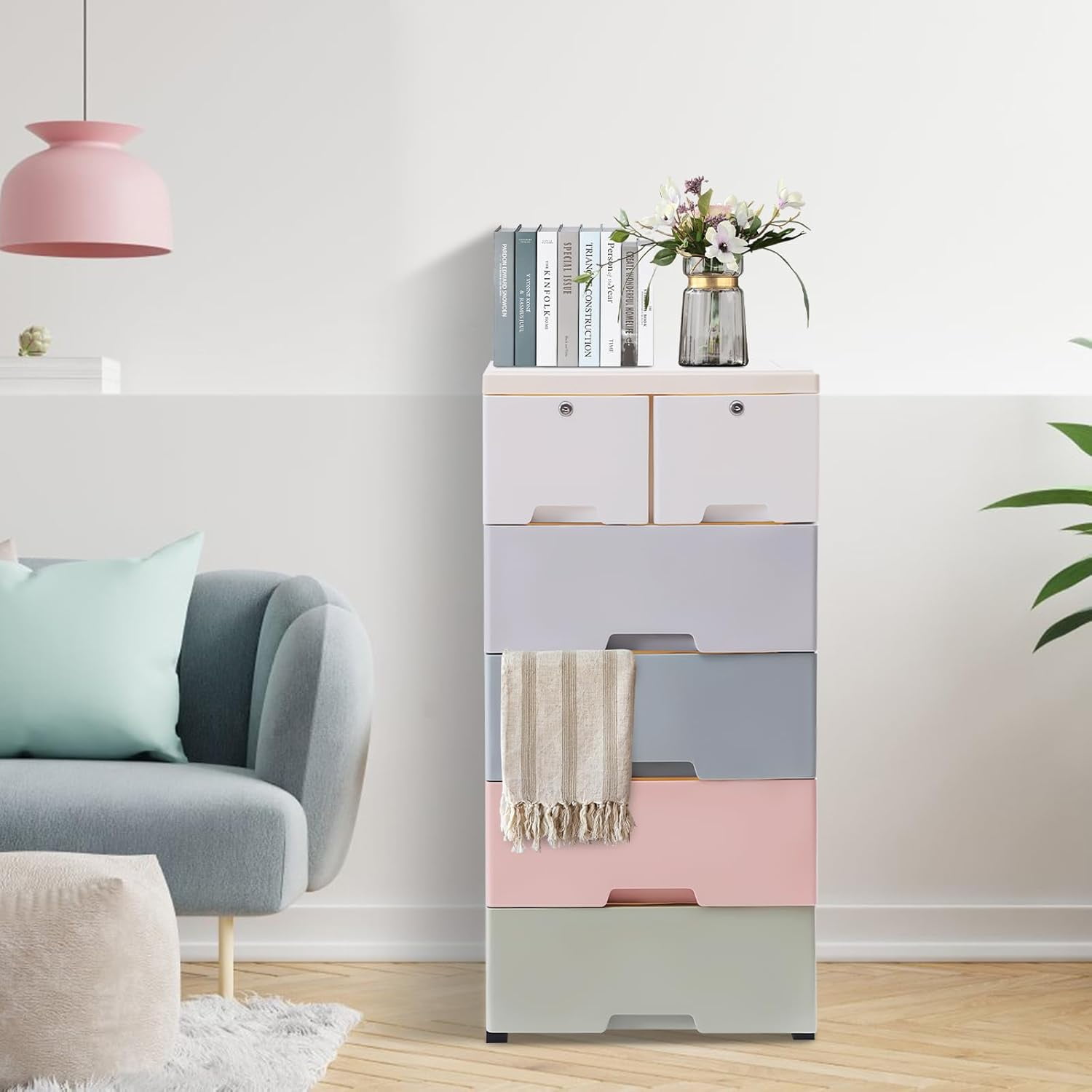 Tall Dresser for Bedroom 6-Drawer Clothing Storage Cabinet Plastic ...