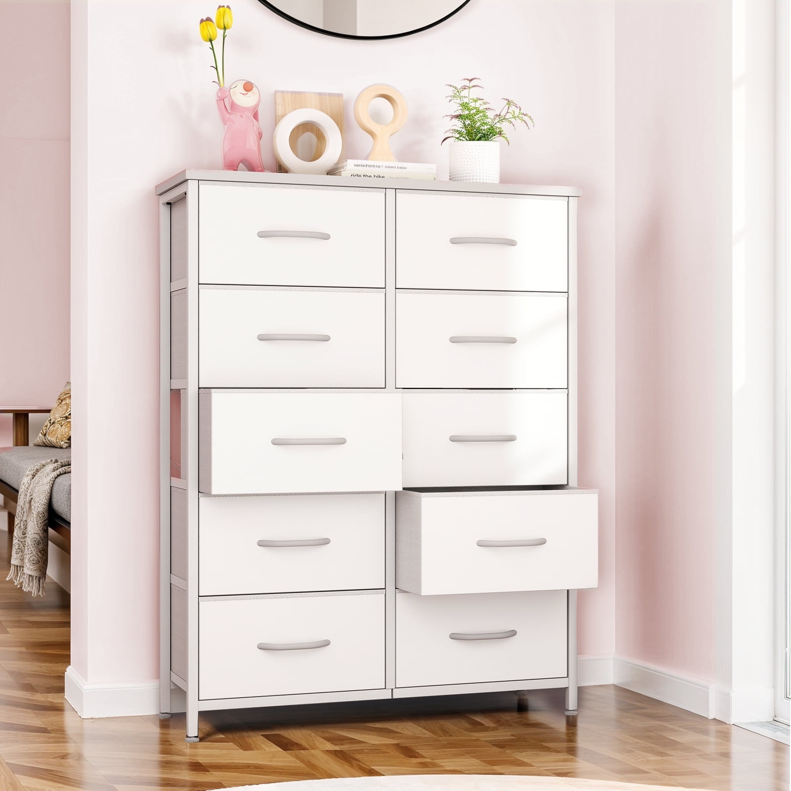 Tall Dresser for Bedroom, Chests of Drawers, Storage Organizer with 10 ...
