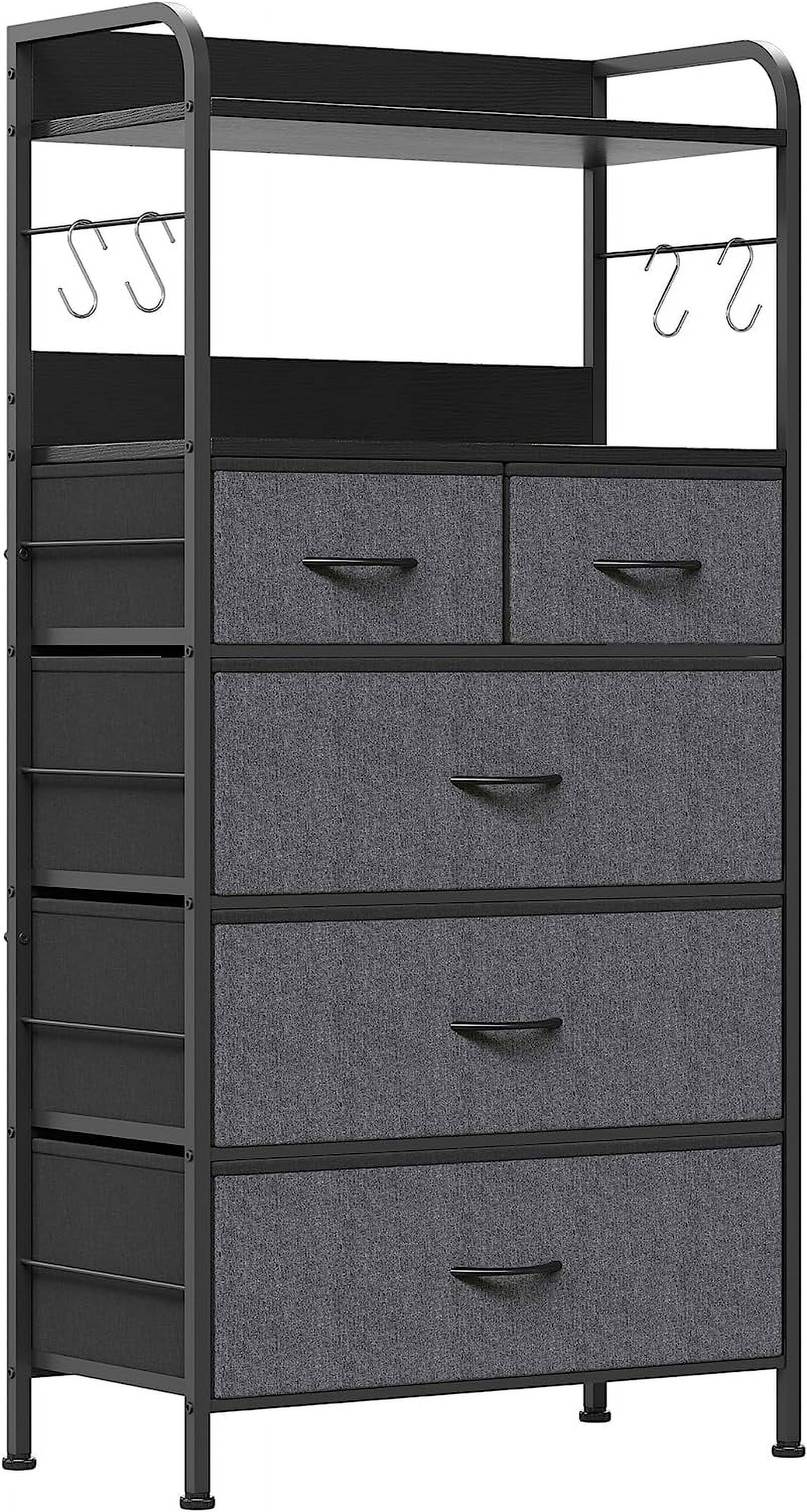 Tall Dresser for Bedroom Vertical Dresser with 5 Fabric Drawers and 2 ...