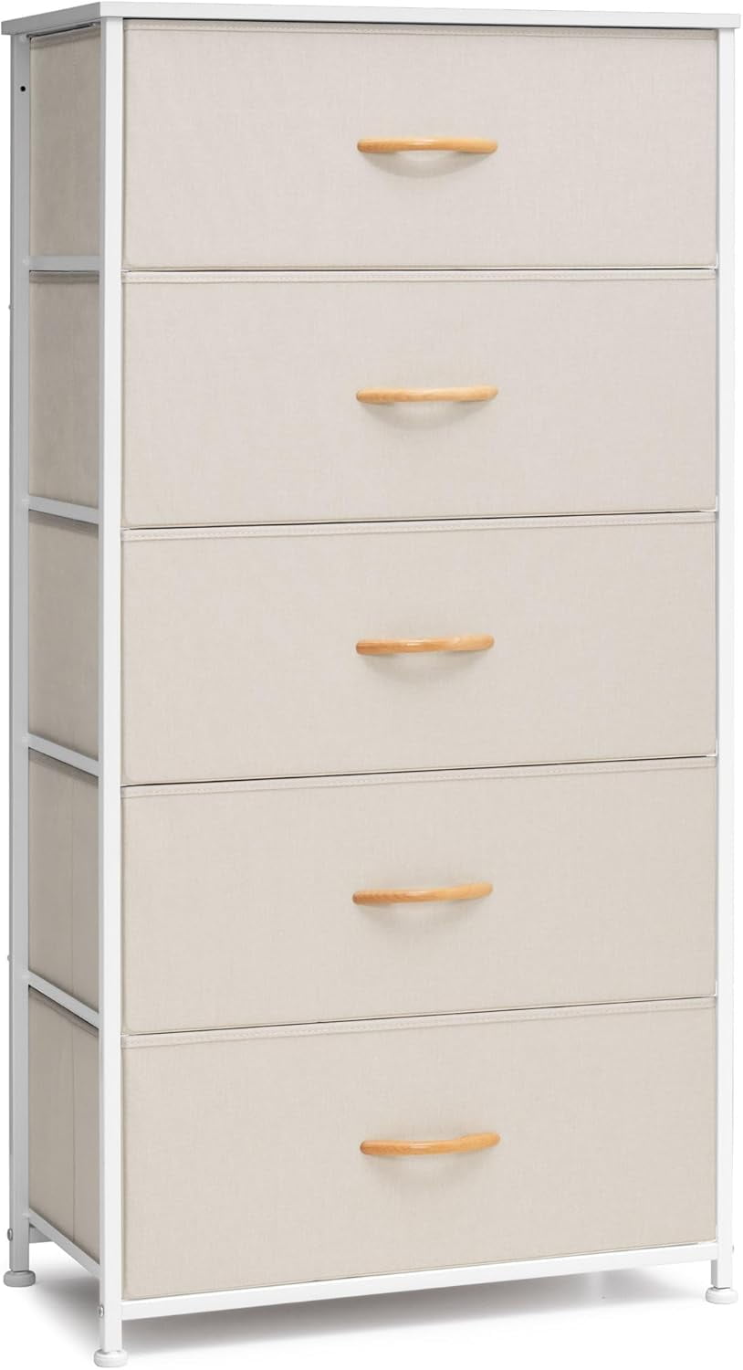 Tall Dresser Vertical Storage Tower - Sturdy Steel Frame, Wood Top ...