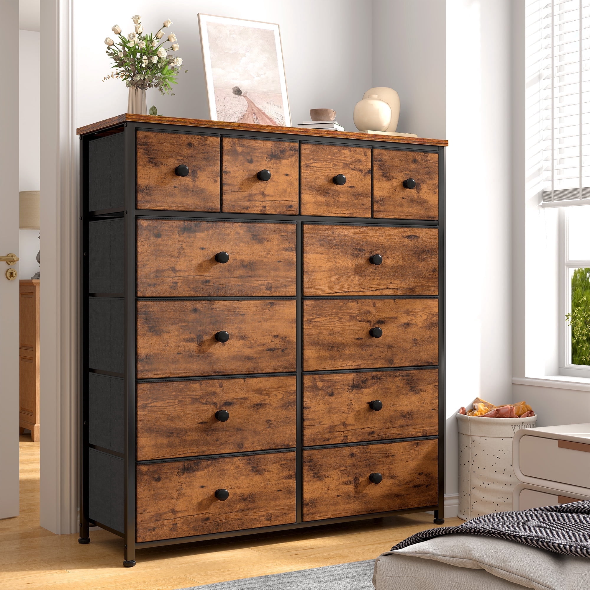 Tall Dresser for Bedroom with 12 Drawers Dresser for Closet Facric ...