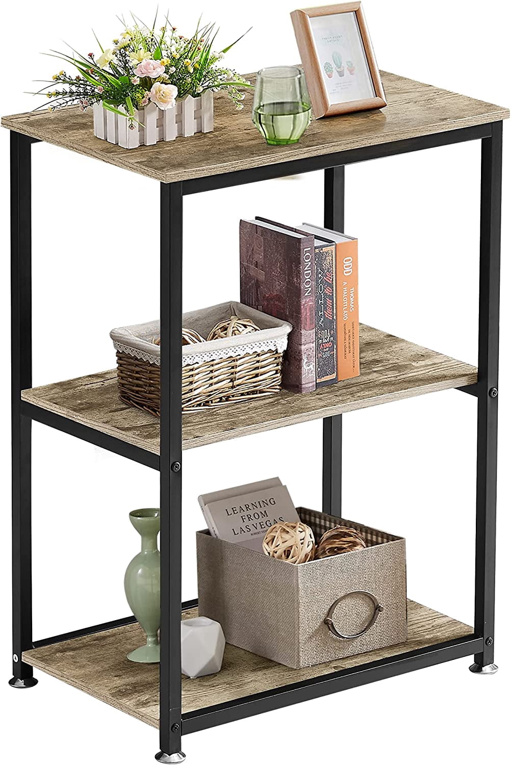 **tall end side table,30" height nightstand with 3-tier storage shelf ...