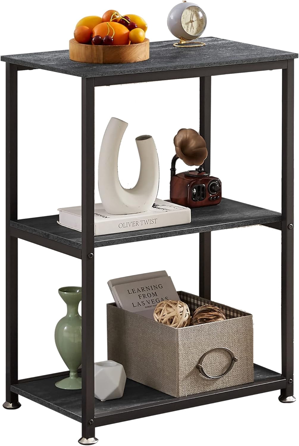 Tall End Side Table,30" Height Nightstand with 3-Tier Storage Shelf for ...