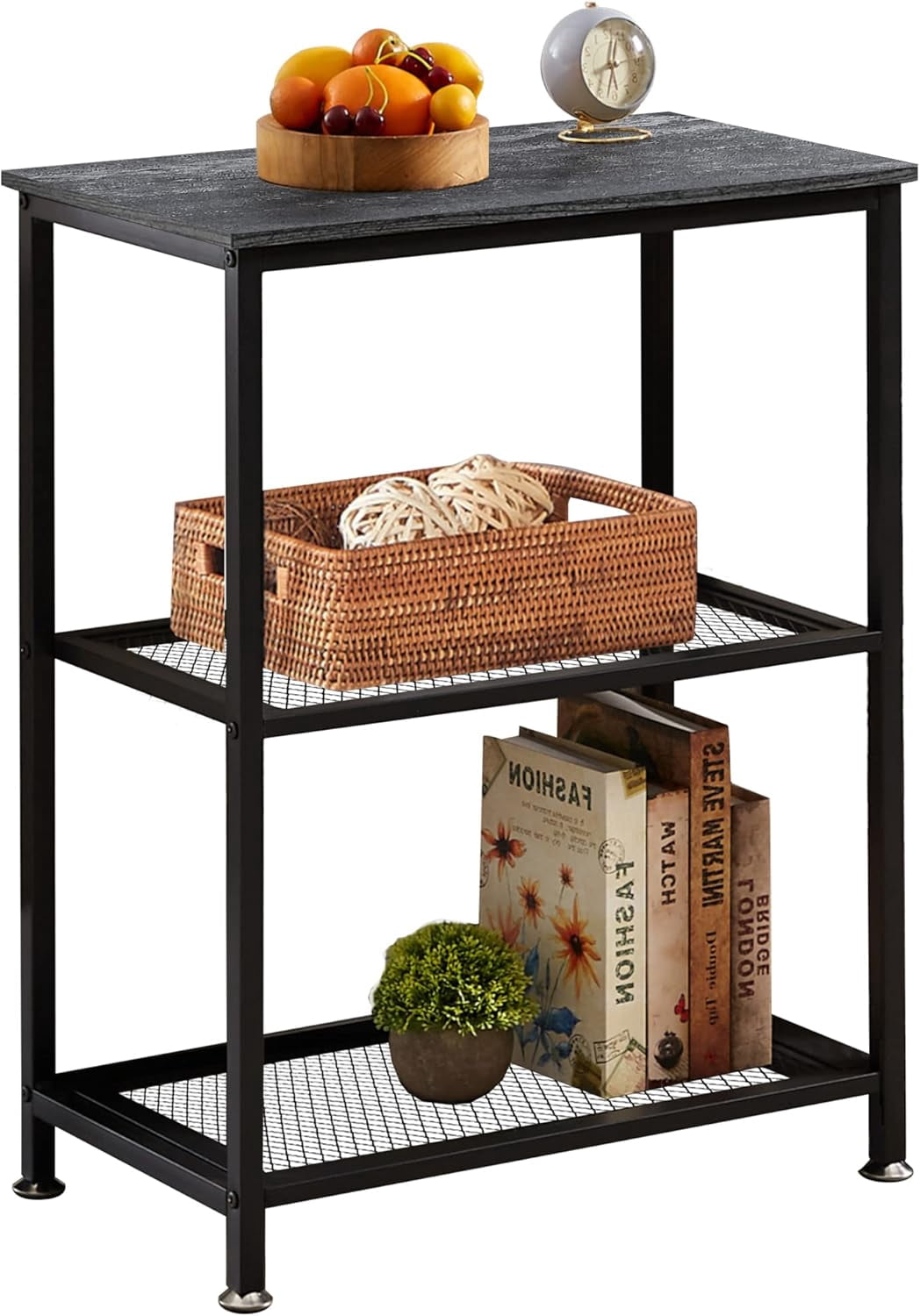 Tall End Side Tables, 30" Height Nightstand with 3-Tier Storage Shelf ...