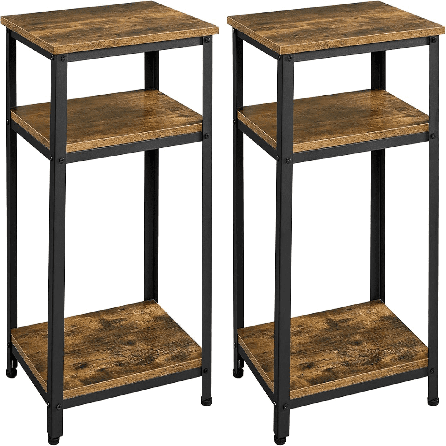 Tall End Table 30 Inches High Side Table with Wooden Shelves & Strong ...