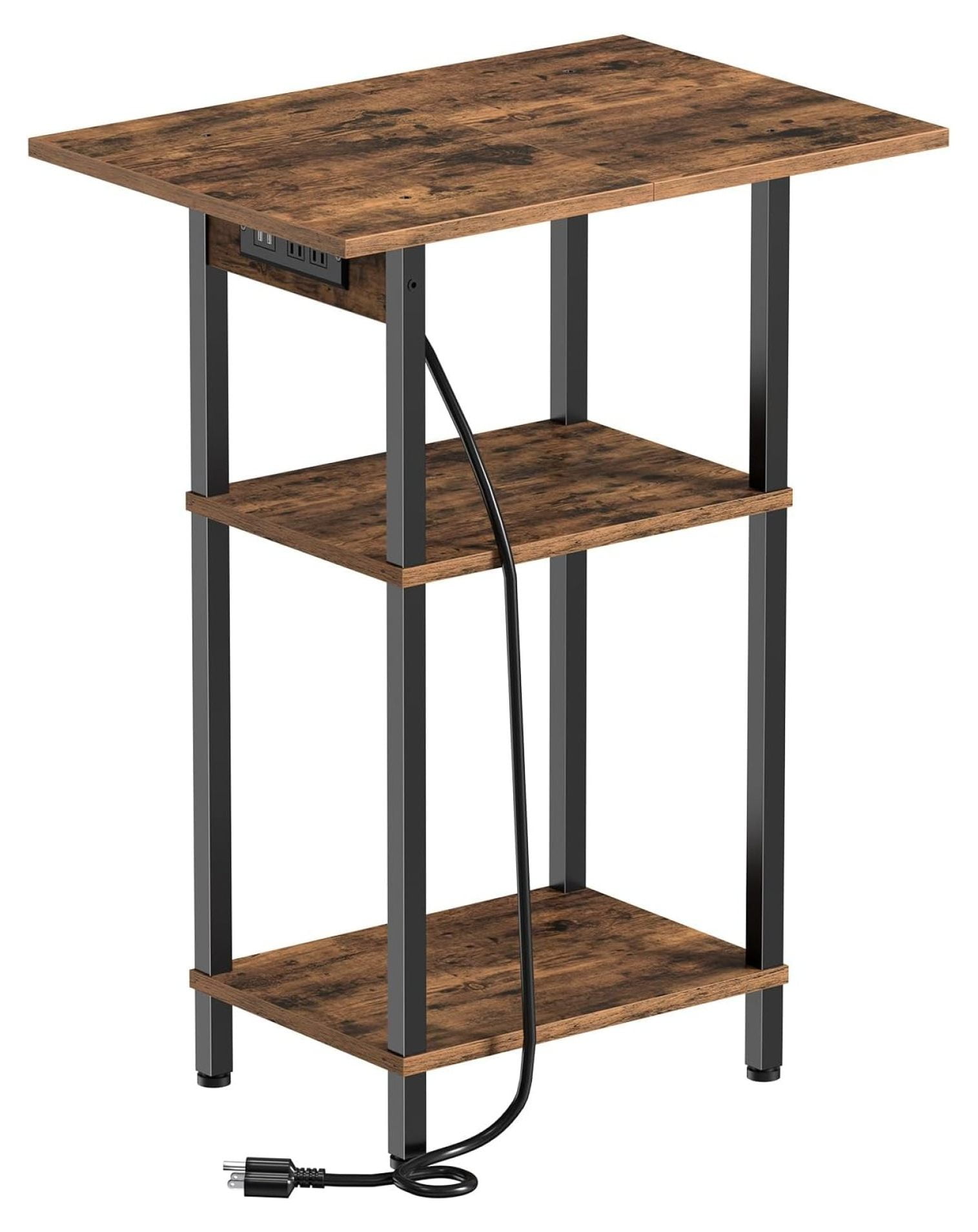 Tall End Table with Charging Station, Skinny Nightstand with USB Ports ...