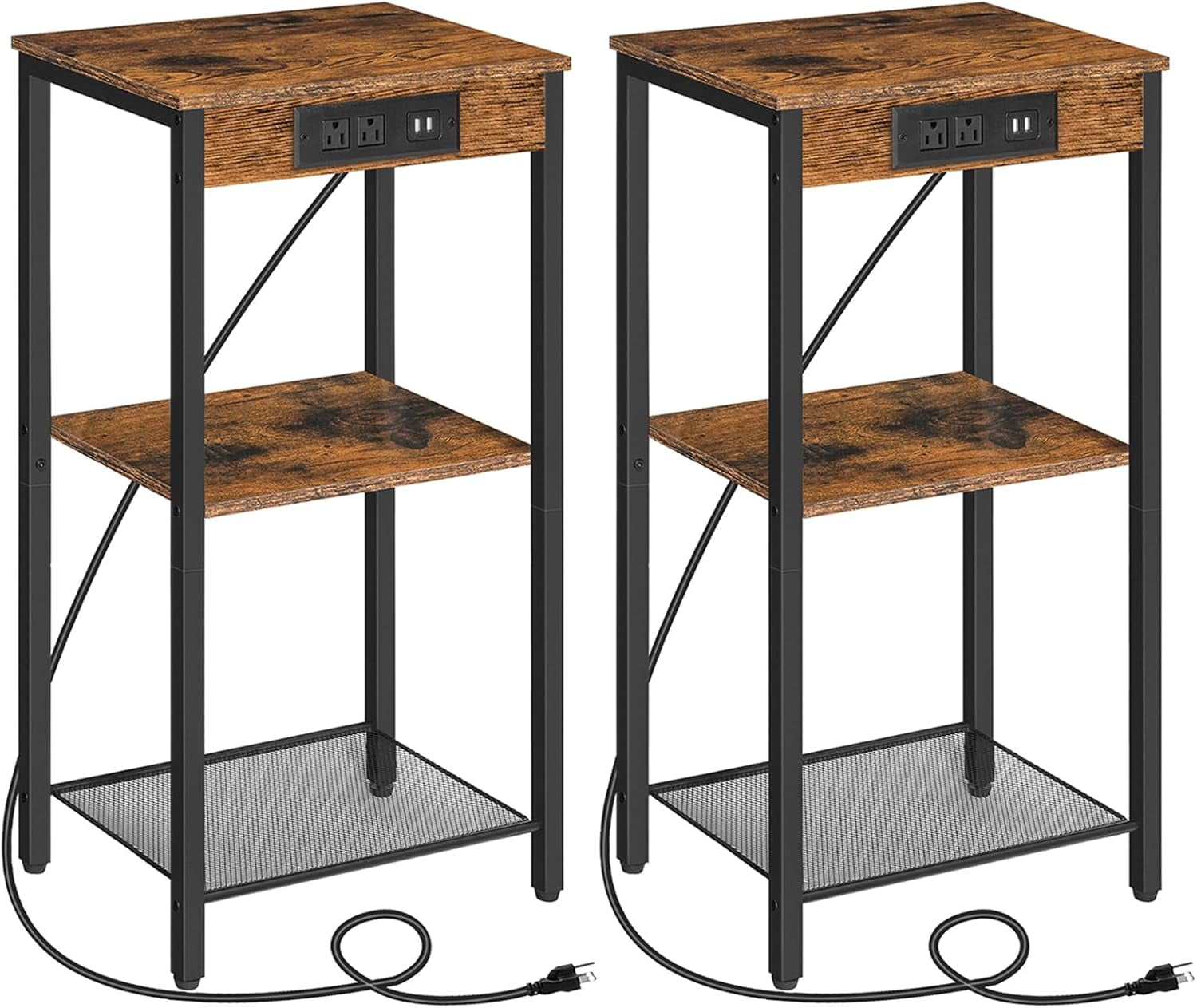 Tall End Tables with Charging Station, Set of 2, 30 Inch Tall ...