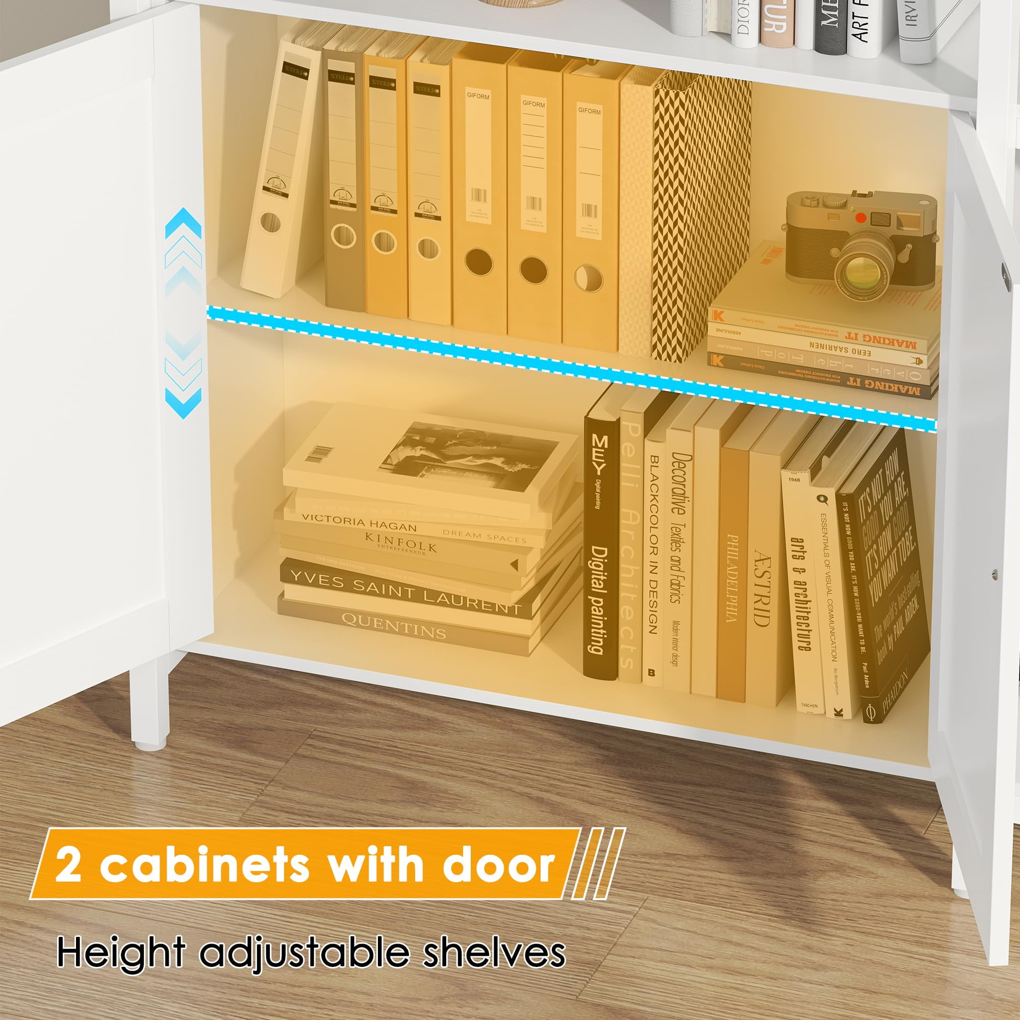 Tall Etagere Bookshelf Farmhouse White Corner Design, 2 Barn Doors 10 ...