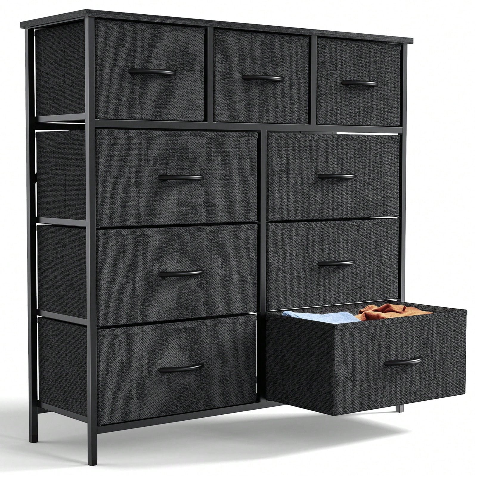 Tall Fabric Clothes Cabinet Storage Organizers And Wood Top Surface ...