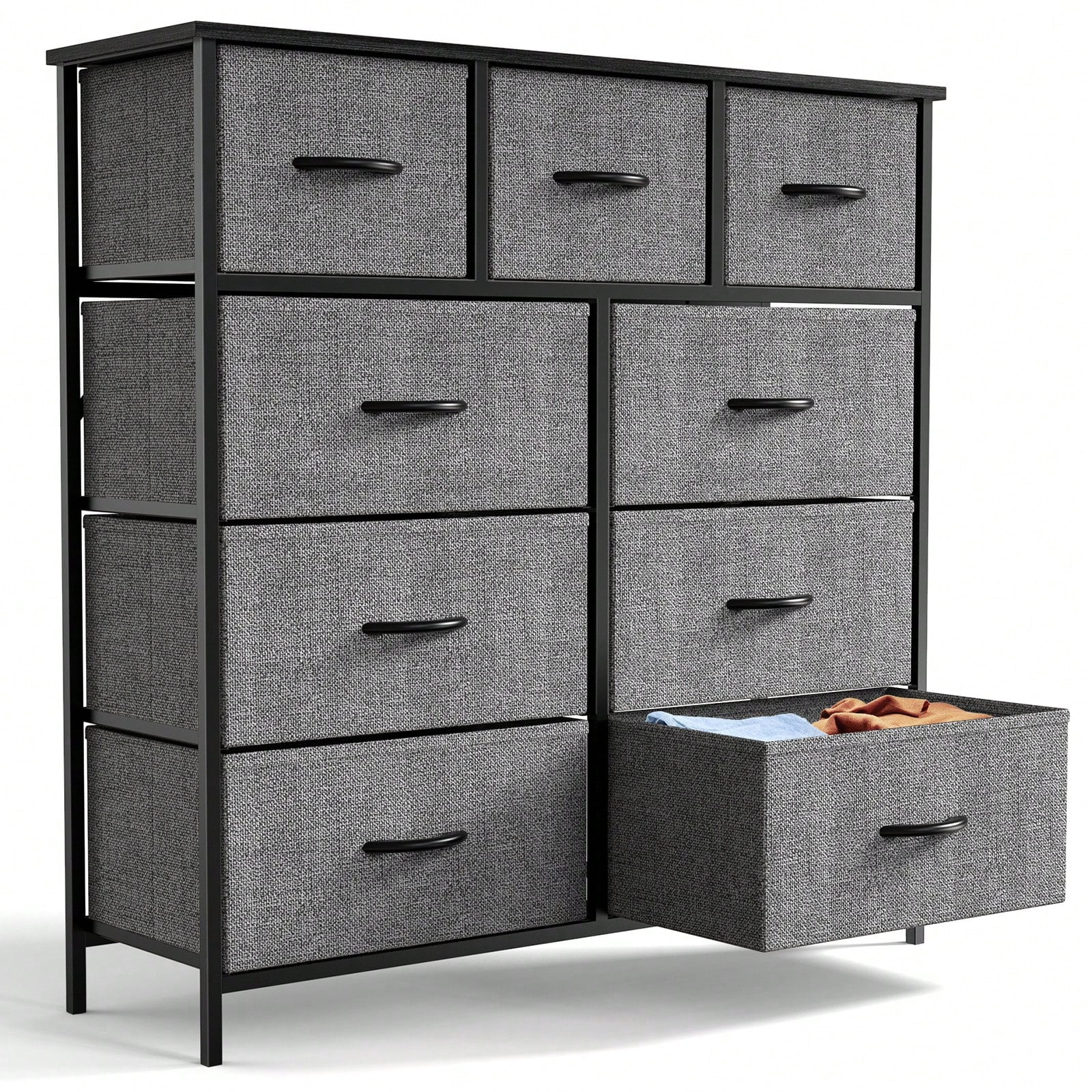 Tall Fabric Clothes Cabinet Storage Organizers And Wood Top Surface ...