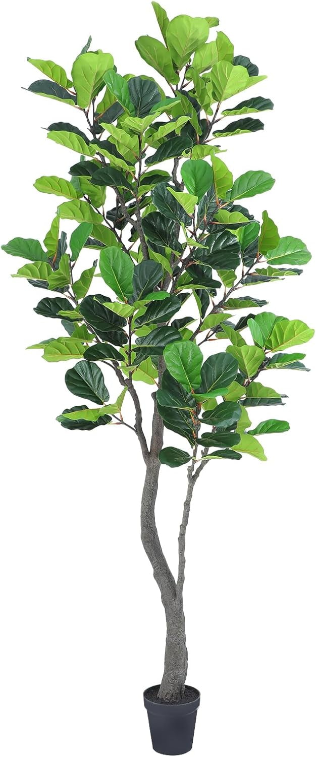 Tall Faux Fiddle Leaf Fig Tree，10ft(120in) Potted Artificial Fiddle ...