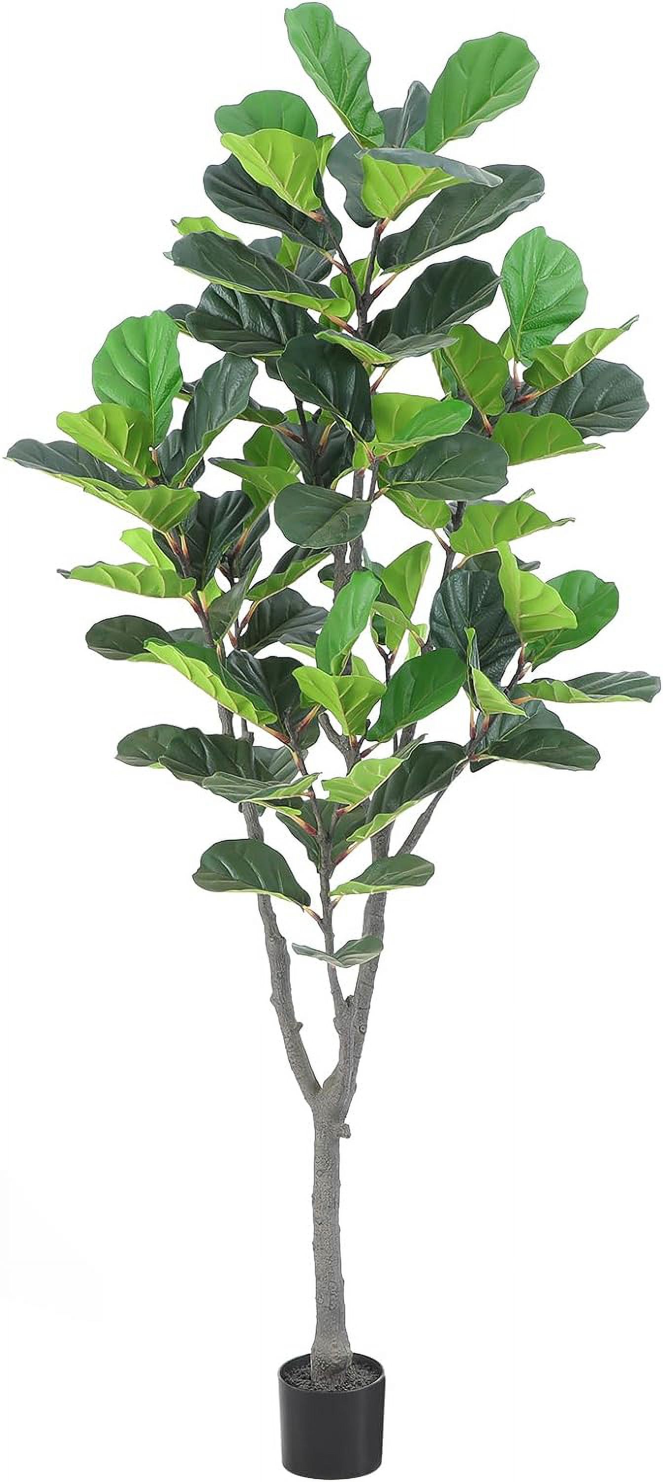Tall Faux Fiddle Leaf Fig Tree，7ft(84in) Potted Artificial Fiddle Leaf ...