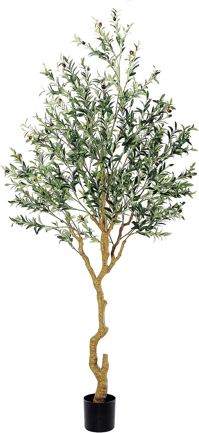 Tall Faux Olive Tree，8ft（96in） Realistic Potted Silk Artificial Olive ...