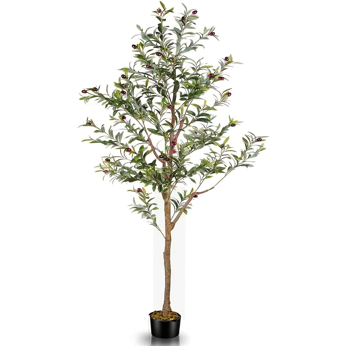 Tall Faux Olive Tree, Realistic Texture Potted Silk Artificial Tree ...