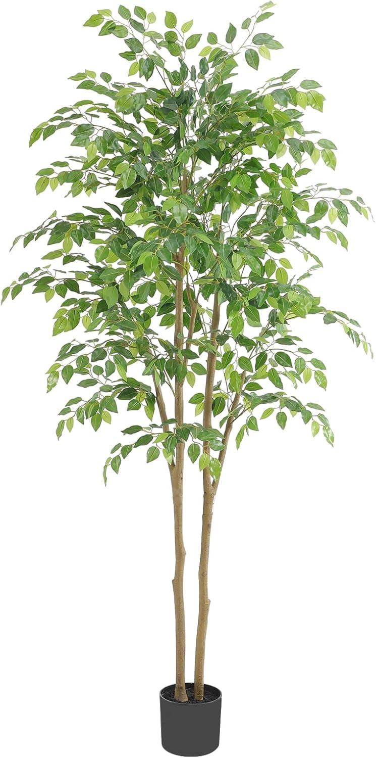 Tall Ficus Tree Artificial，6ft(72in) Faux Ficus Tree with Realistic ...