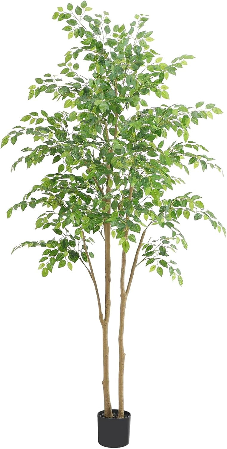Tall Ficus Tree Artificial, 7ft (84in) Realistic Texture Potted Faux ...