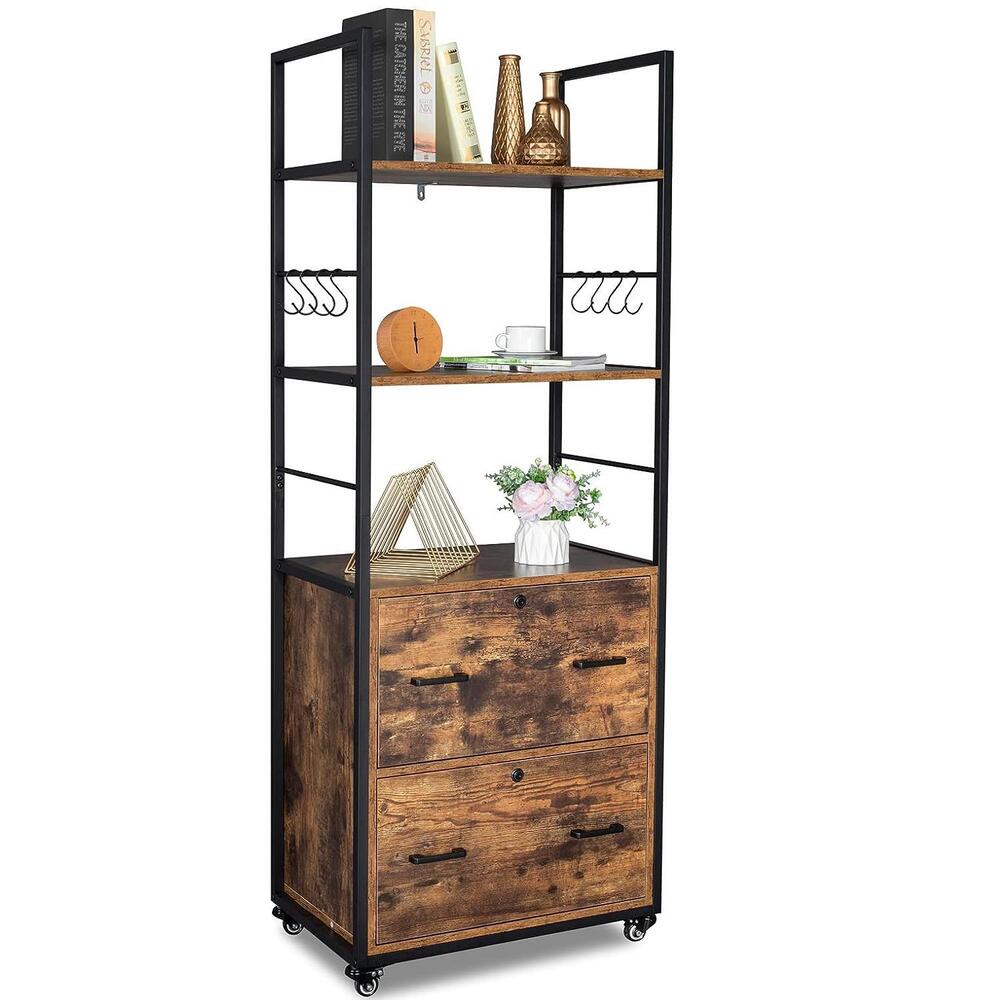 Tall Filing Cabinet 2-Drawer File Cabinet with Lock Office Organizer ...