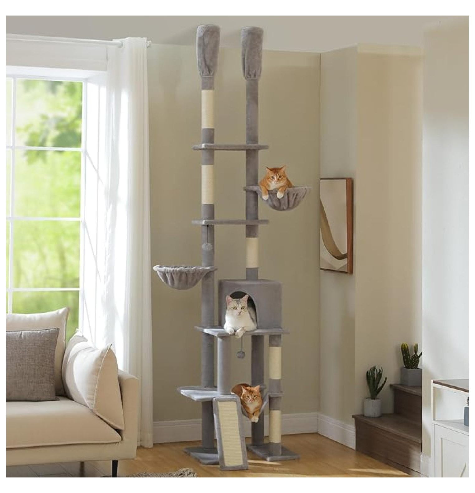 Tall , Floor to Ceiling Cat Tower with Adjustable Height(85-112 Inches ...