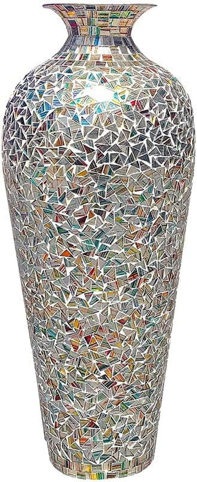 Tall Floor Vase, Mosaic Vase, Multicolor 20 Inch Vase, Rainbow Glass ...