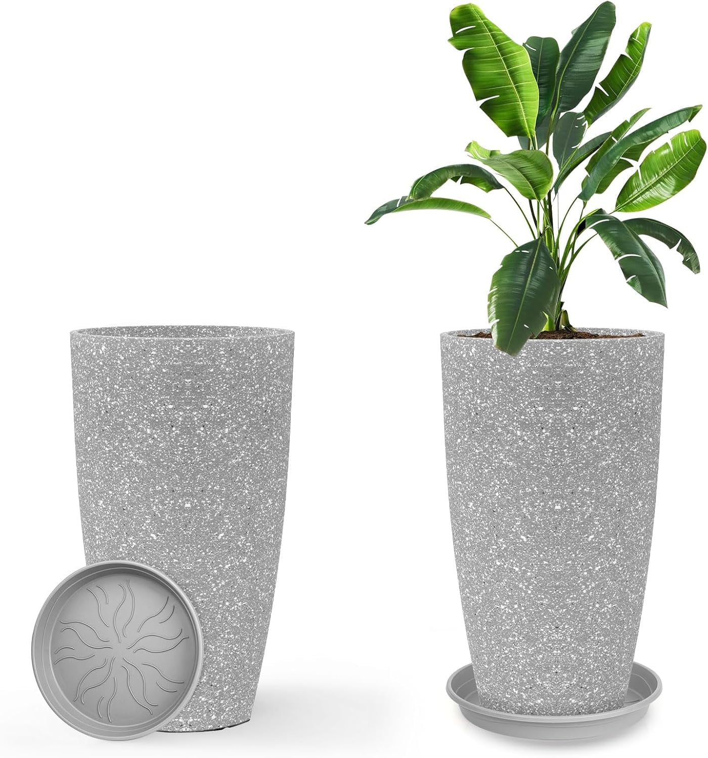 Tall Flower Pot Indoor - Outdoor Pot - Gray Rough Planter - Elegant ...