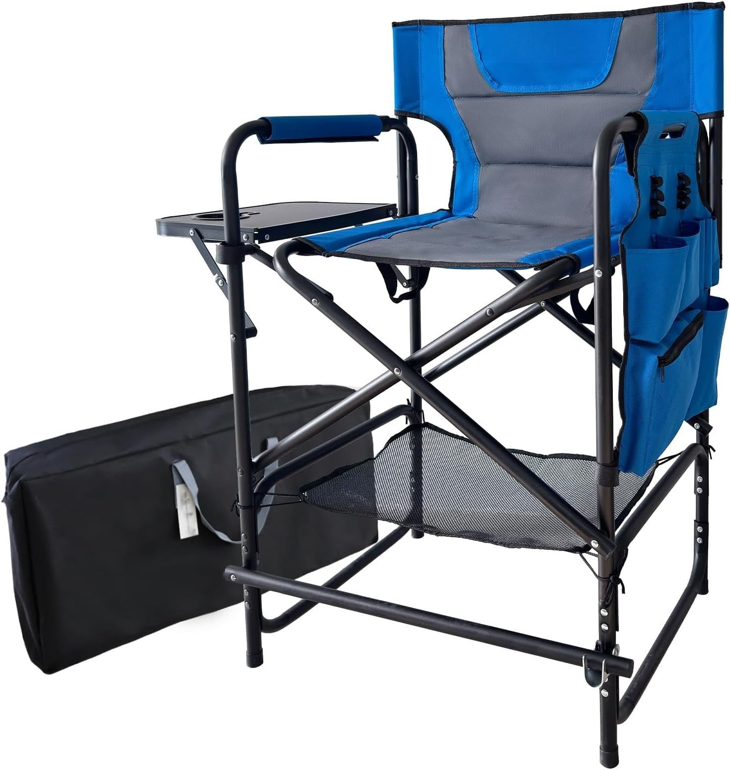 Tall Folding Directors Chair with Side Table 26.77" Seat Height ...