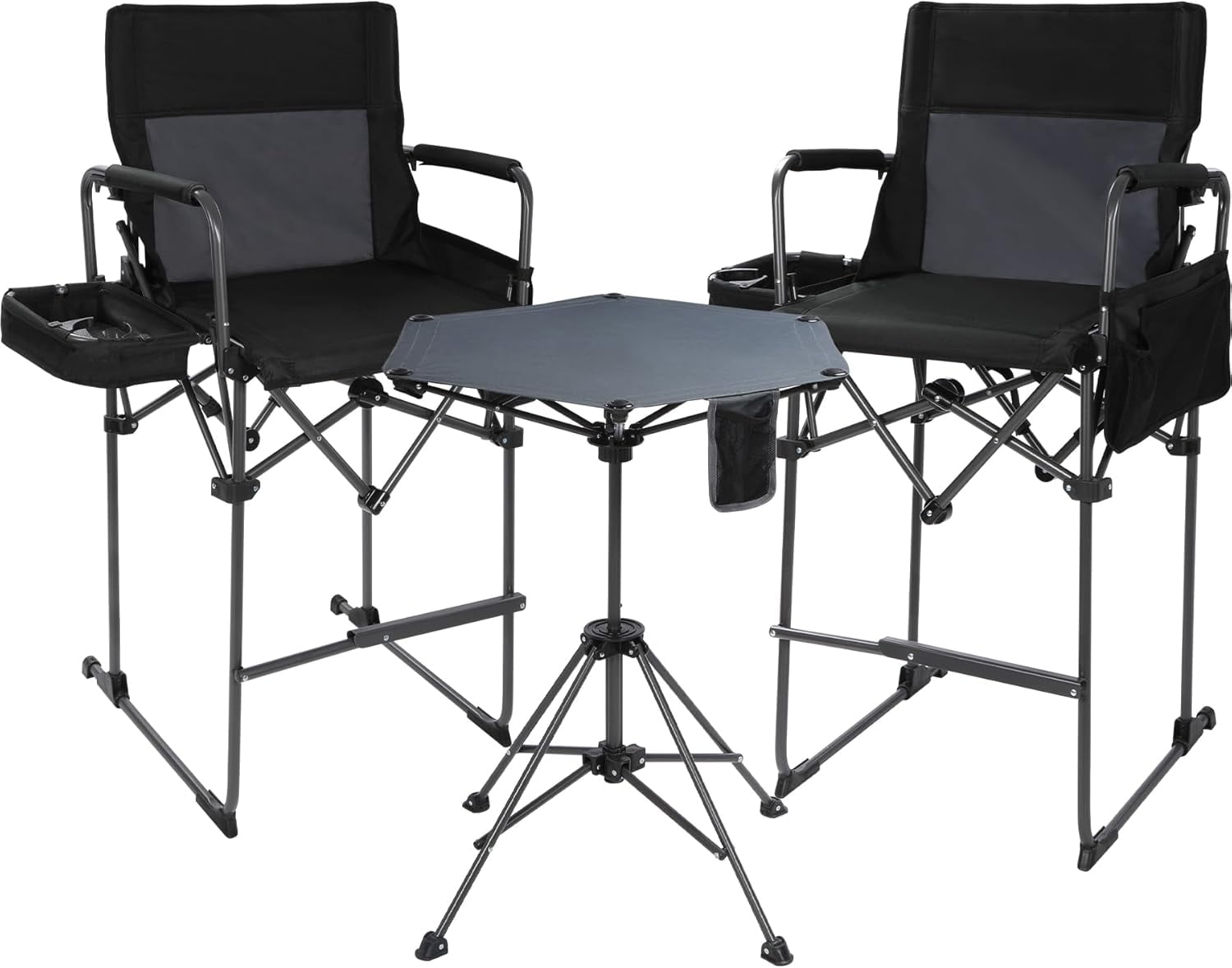 Tall Folding Directors Chairs 2Pack & Adjustable Height Folding Table ...