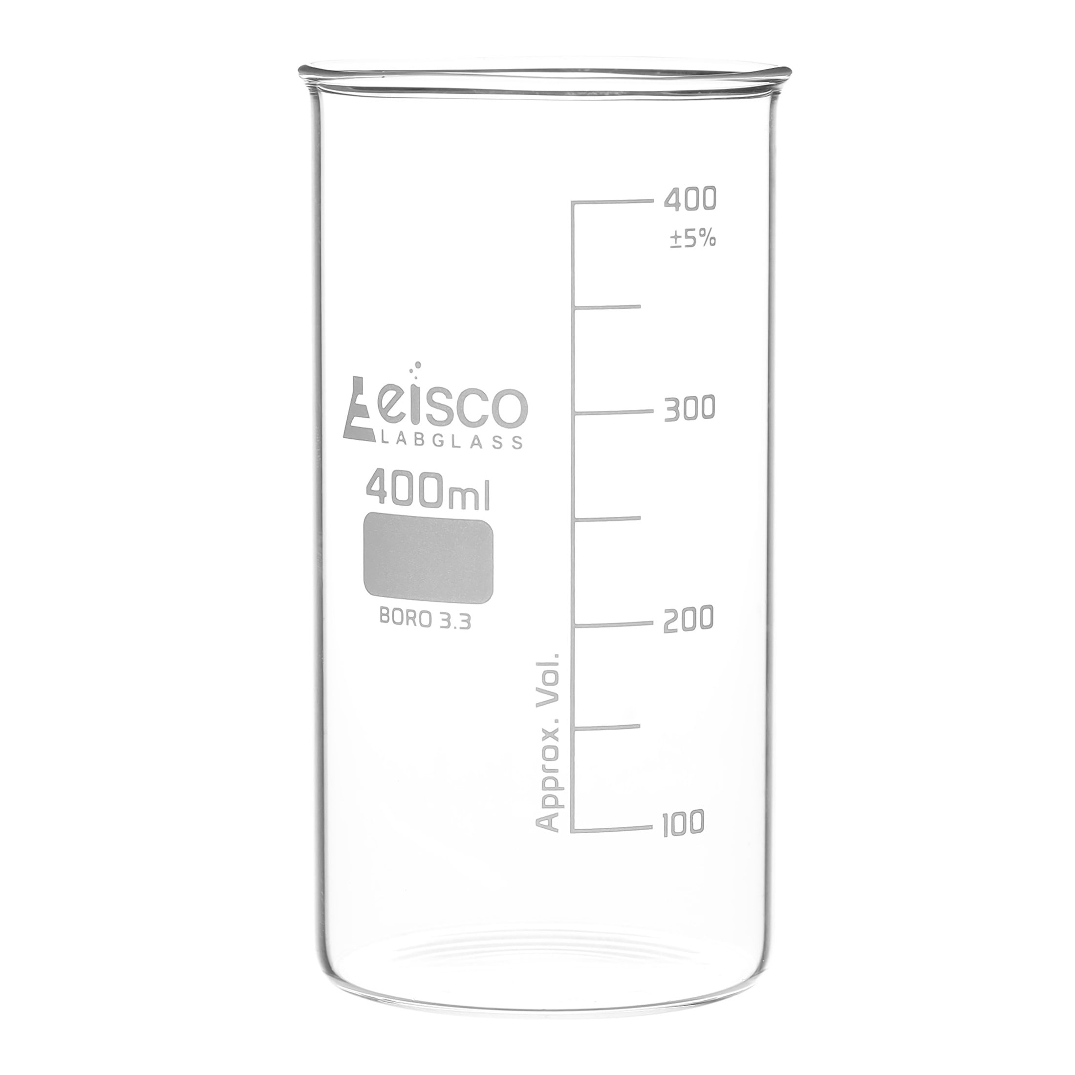 Tall Form Beaker Without Spout, 400mL - Graduated - Borosilicate Glass ...