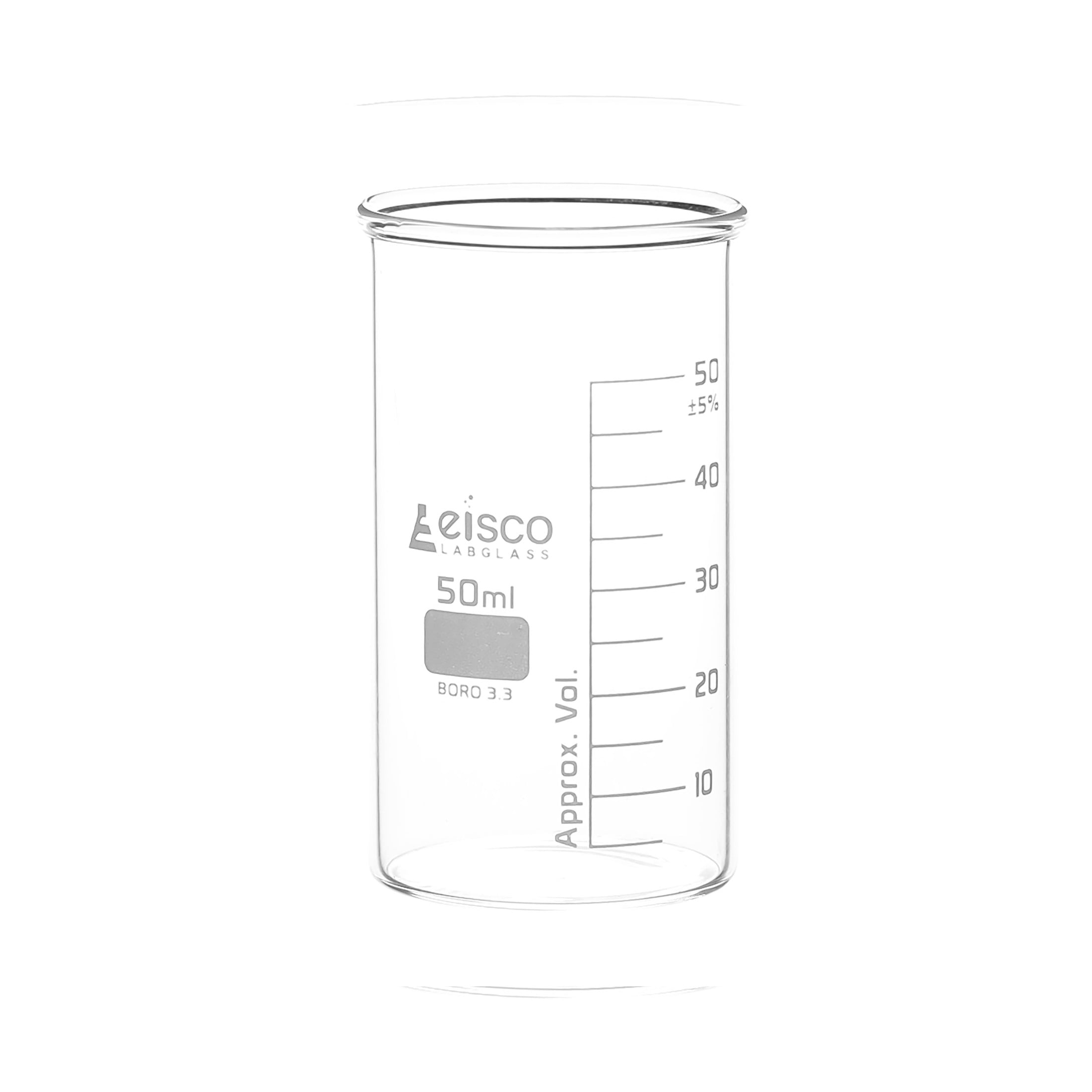 Tall Form Beaker Without Spout, 50mL - Graduated - Borosilicate Glass ...