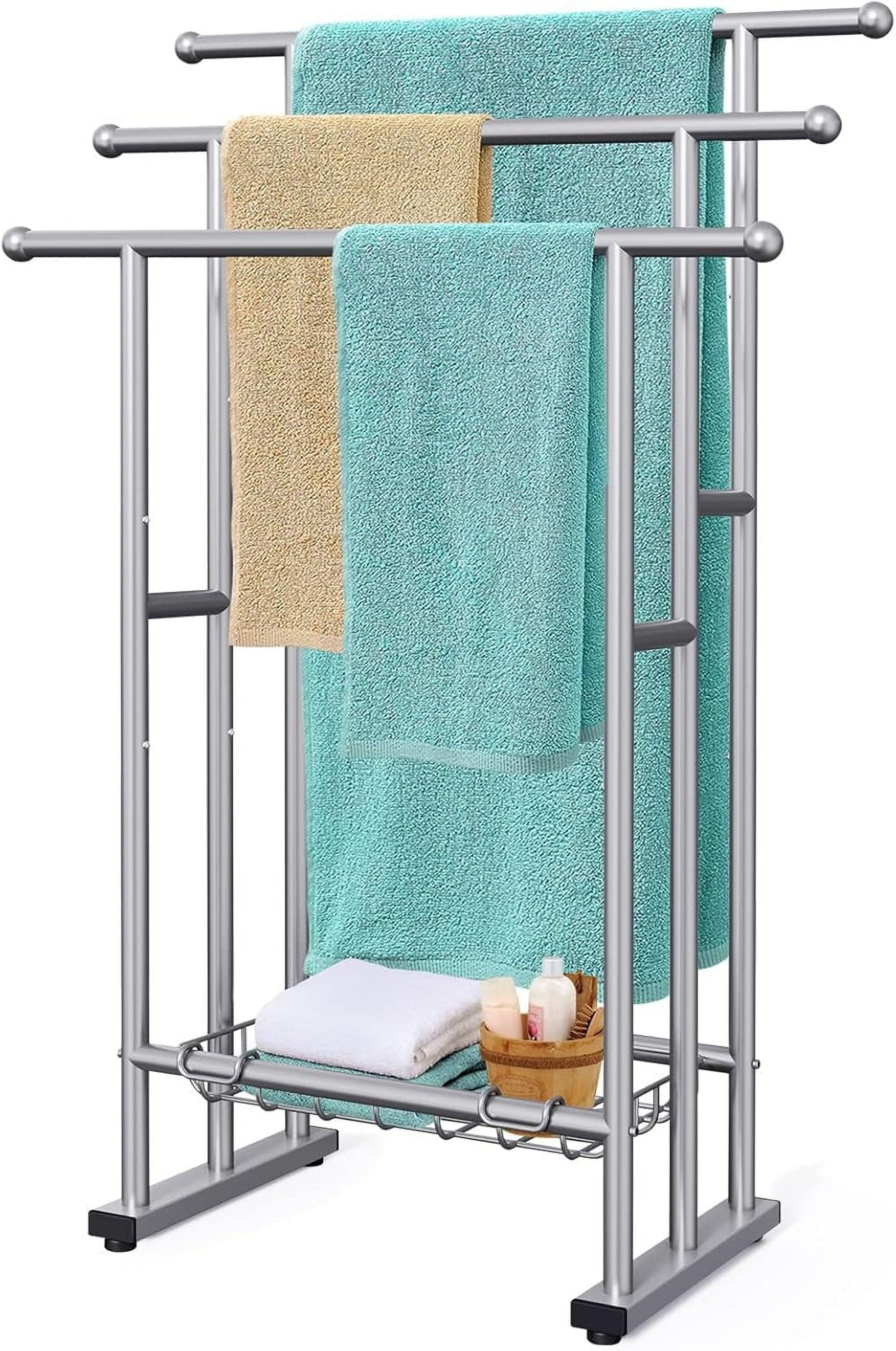 Tall Freestanding Towel Racks for Bathroom, 3 Tier Floor Towel Rack ...