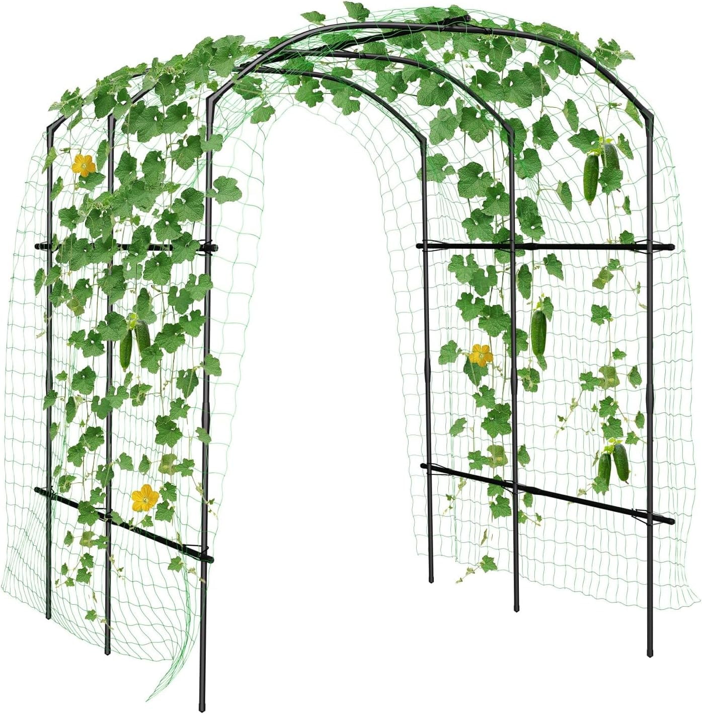 Tall Garden Arch Trellis for Climbing Outdoor, 7.2ft Metal Core Archway ...