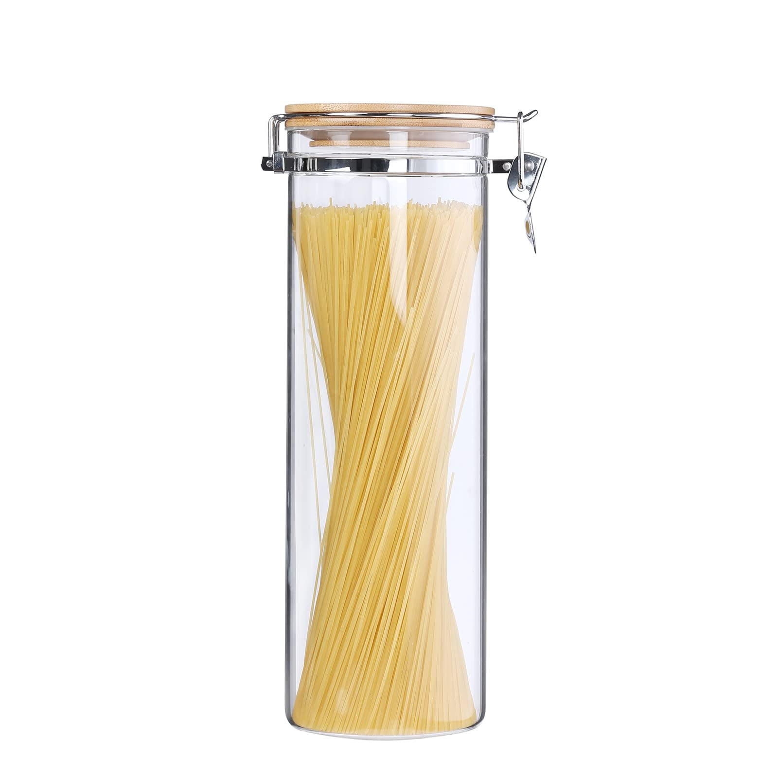 Tall Glass Pasta Storage Container with Hinged Lid,Glass Spaghetti ...