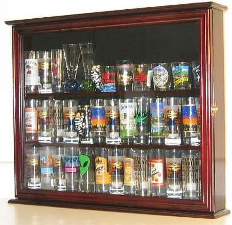 Tall Glass Shooter Display Case Holder Small Wall Curio Cabinet Bar ...