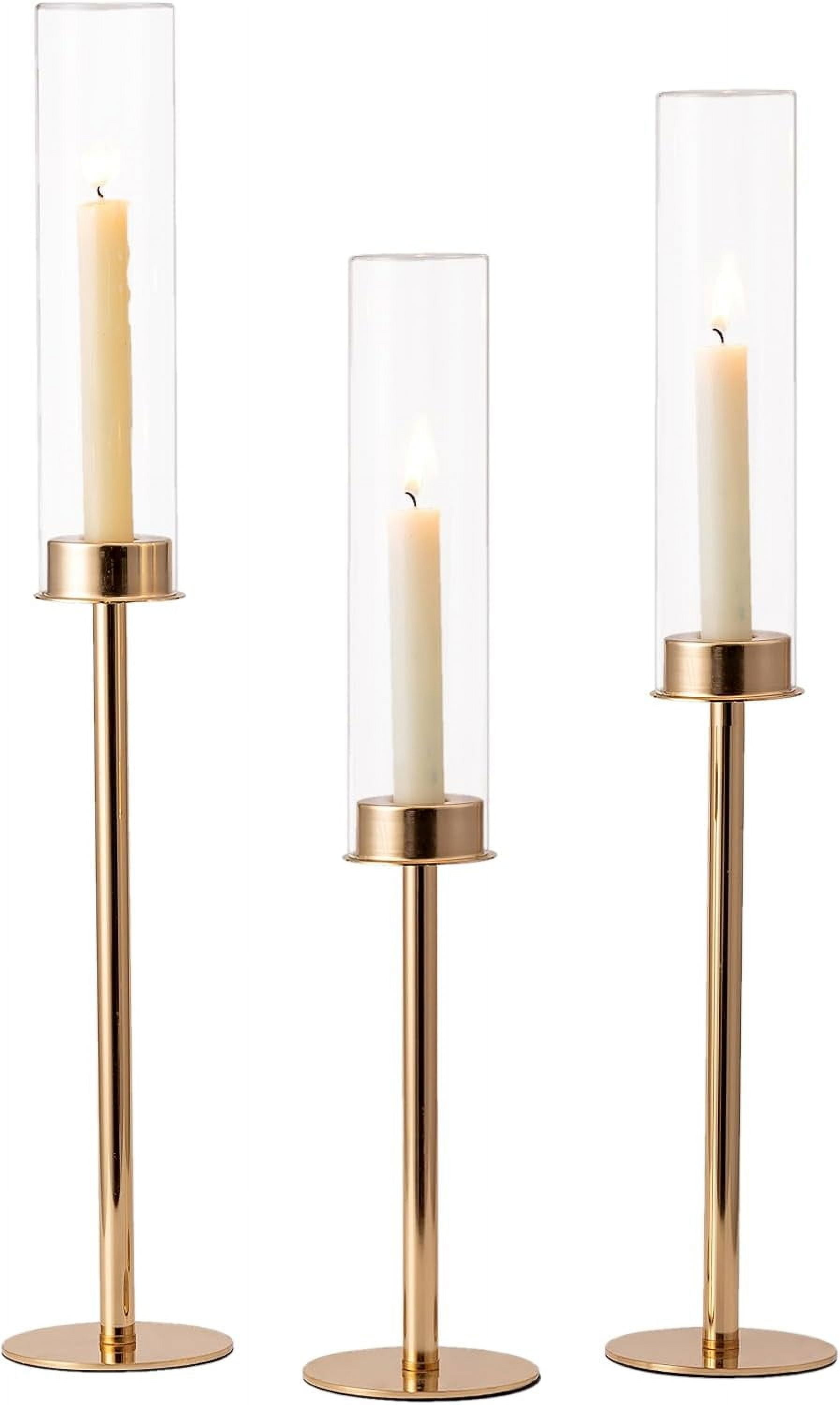 Tall Gold Candle Holders: 3Pcs Hurricane Candlestick Holders, Taper ...