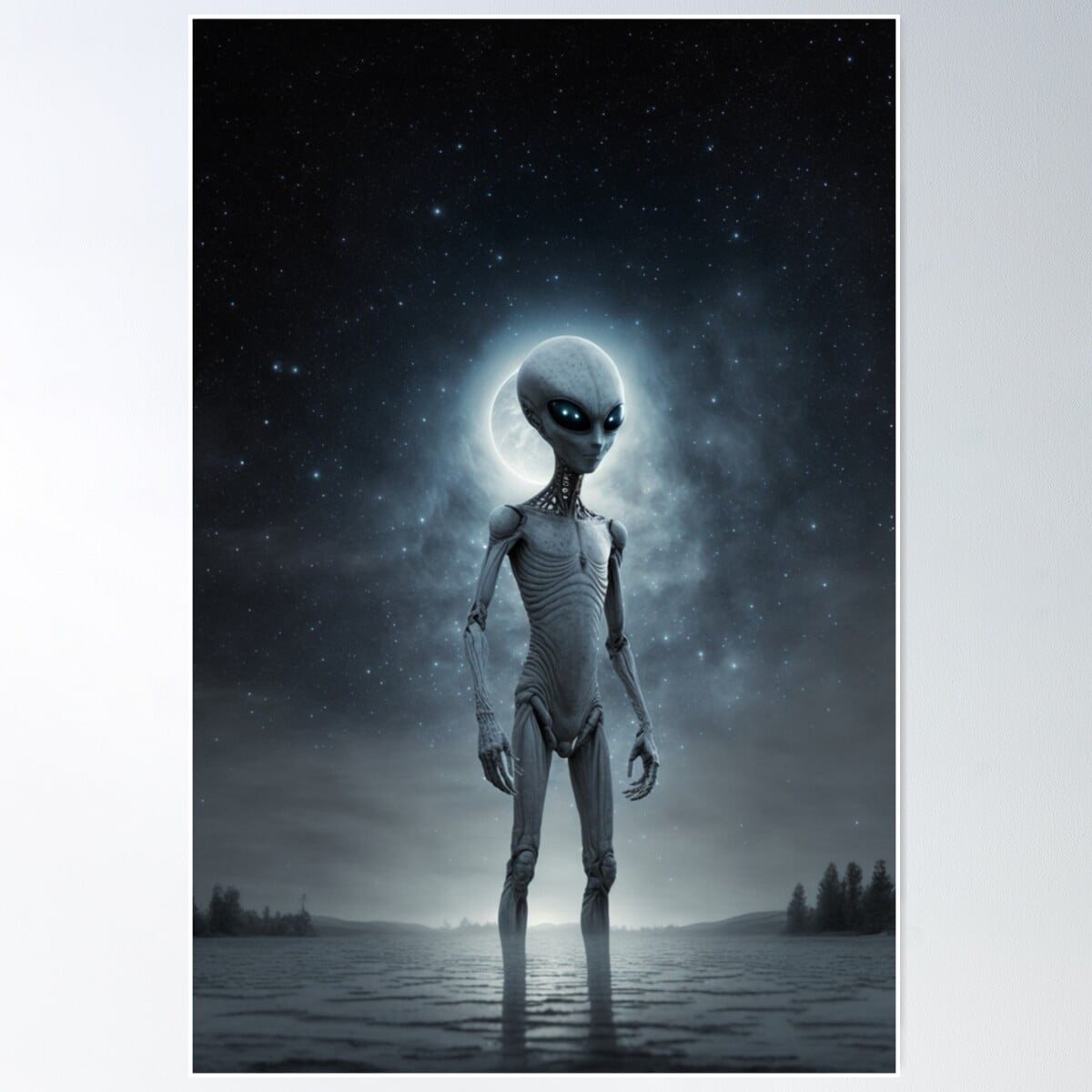 Tall Grey Alien In Space 2 - Sci-Fi Design Poster Wall Art, Modern Wall ...