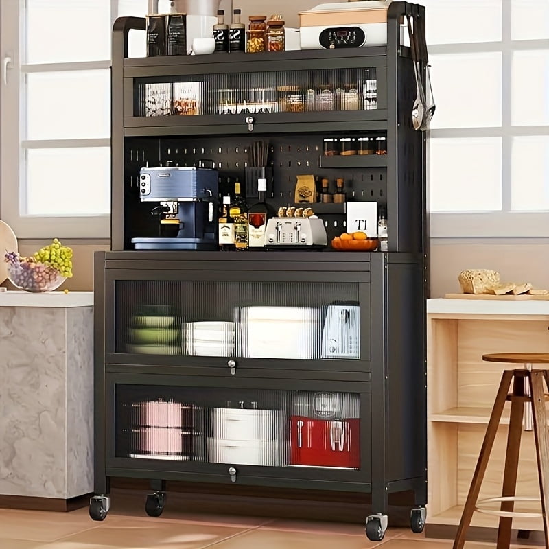 Tall Heavy-Duty Mobile Kitchen Storage Unit with Five Adjustable ...