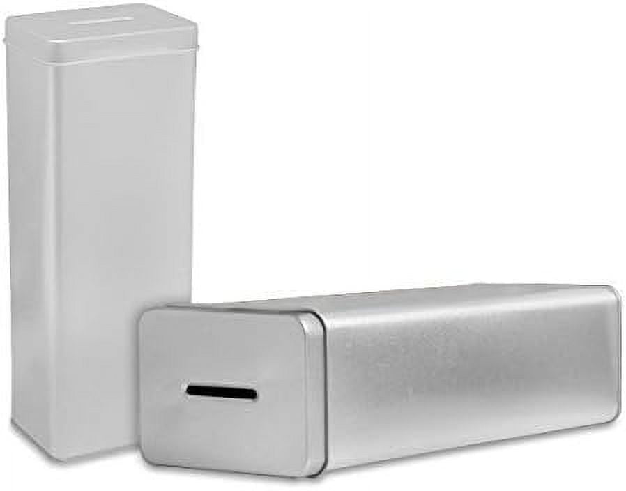 Tall High Metal Tin Charity Donation Box Tip Container Coin Collection ...