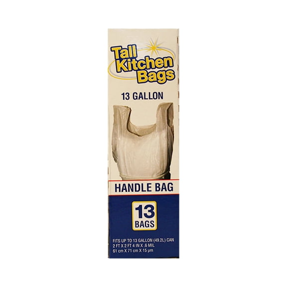 Tall Kitchen Bags Tall Kitchen Handle Bags 13 Gallon, 13.0 CT - Walmart.com