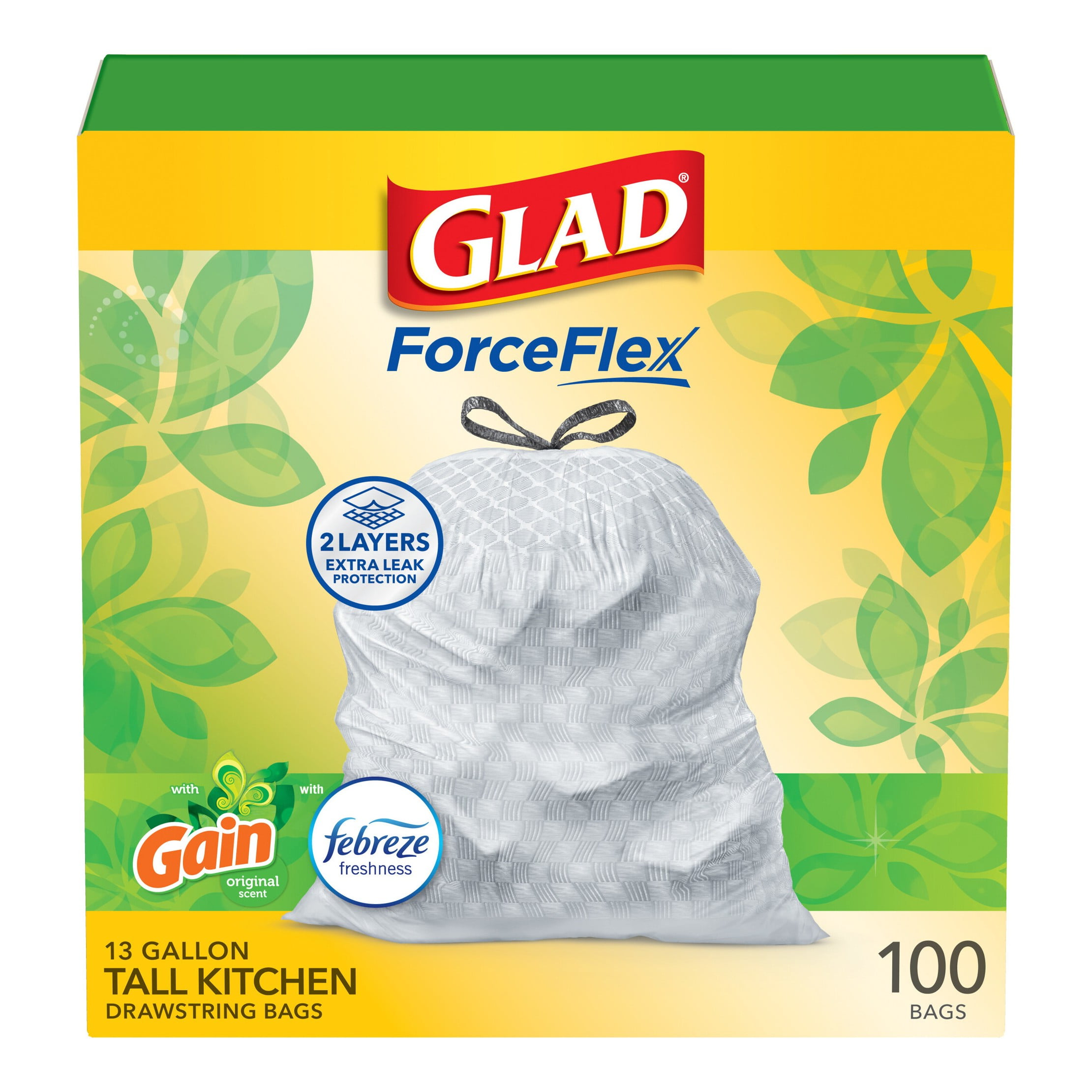 Tall Kitchen Drawstring Trash Bags OdorShield 13gal - Gain Original ...