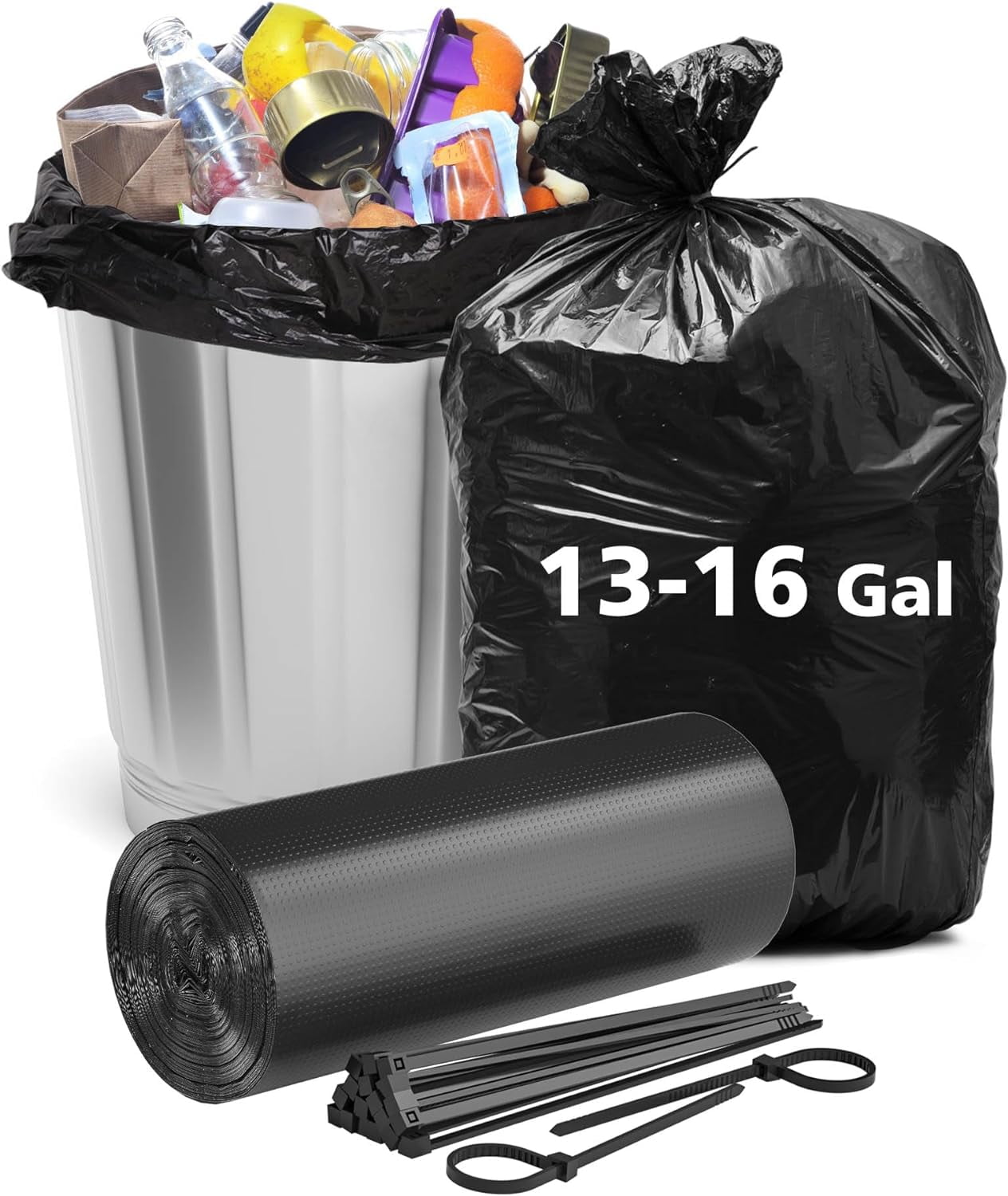 Tall Kitchen Garbage Bags 13-16 Gallon Trash Bags, Recycling Bags 16 ...