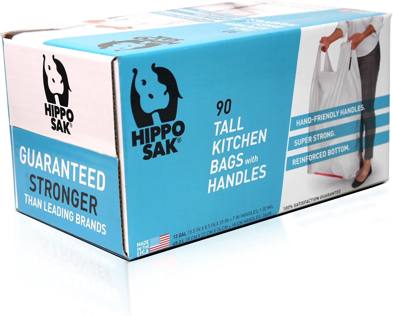 Tall Kitchen Garbage Bags with Ergonomic Handles - 13 Gallon Trash Bags ...