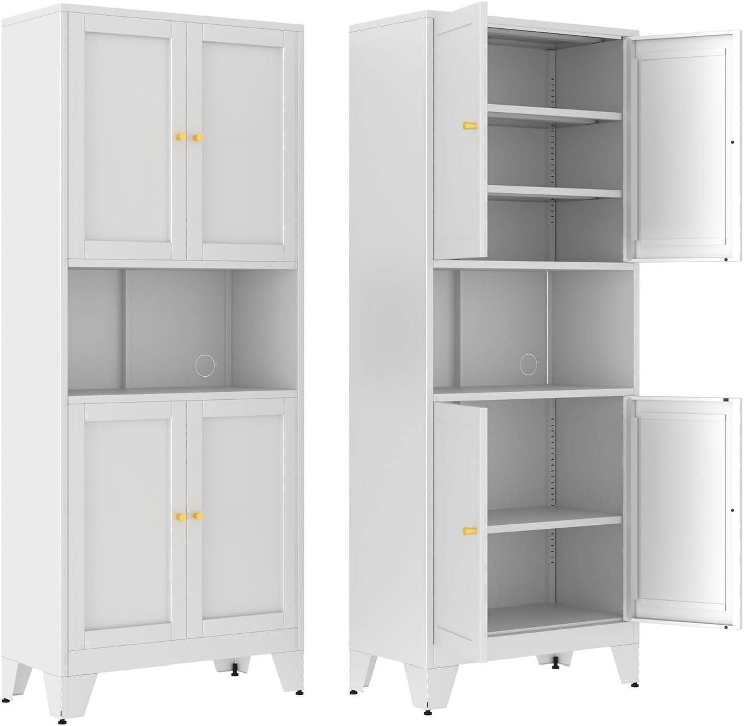 Tall Kitchen Pantry Storage Cabinet with Doors and Adjustable Shelves ...