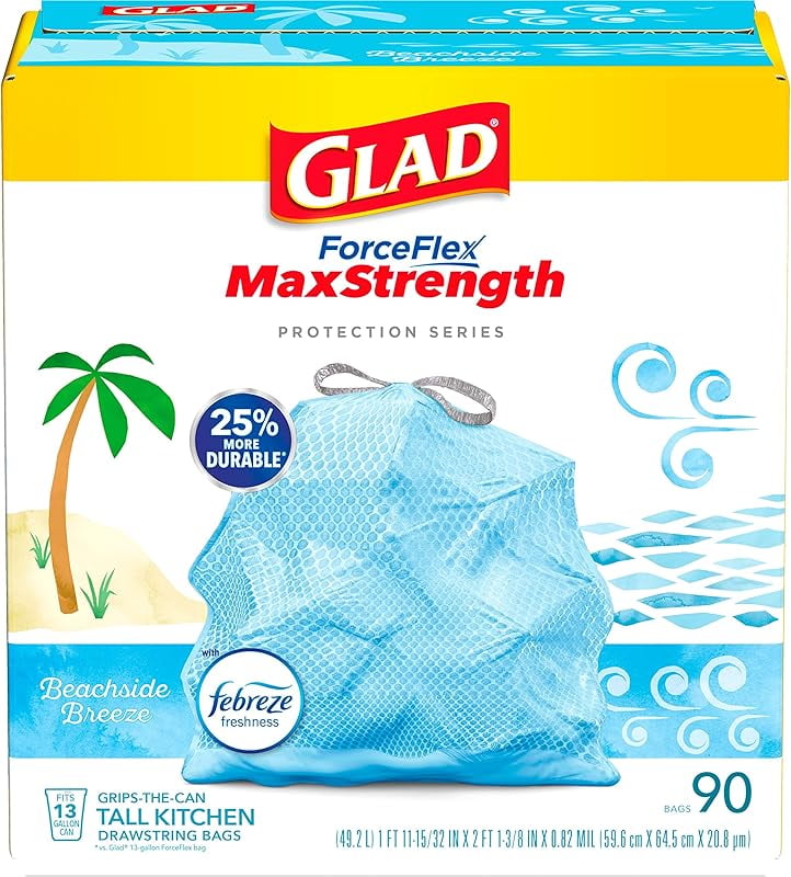 Tall Kitchen Trash Bags 13 Gallon, MaxStrength Bahama Bliss Garbage ...