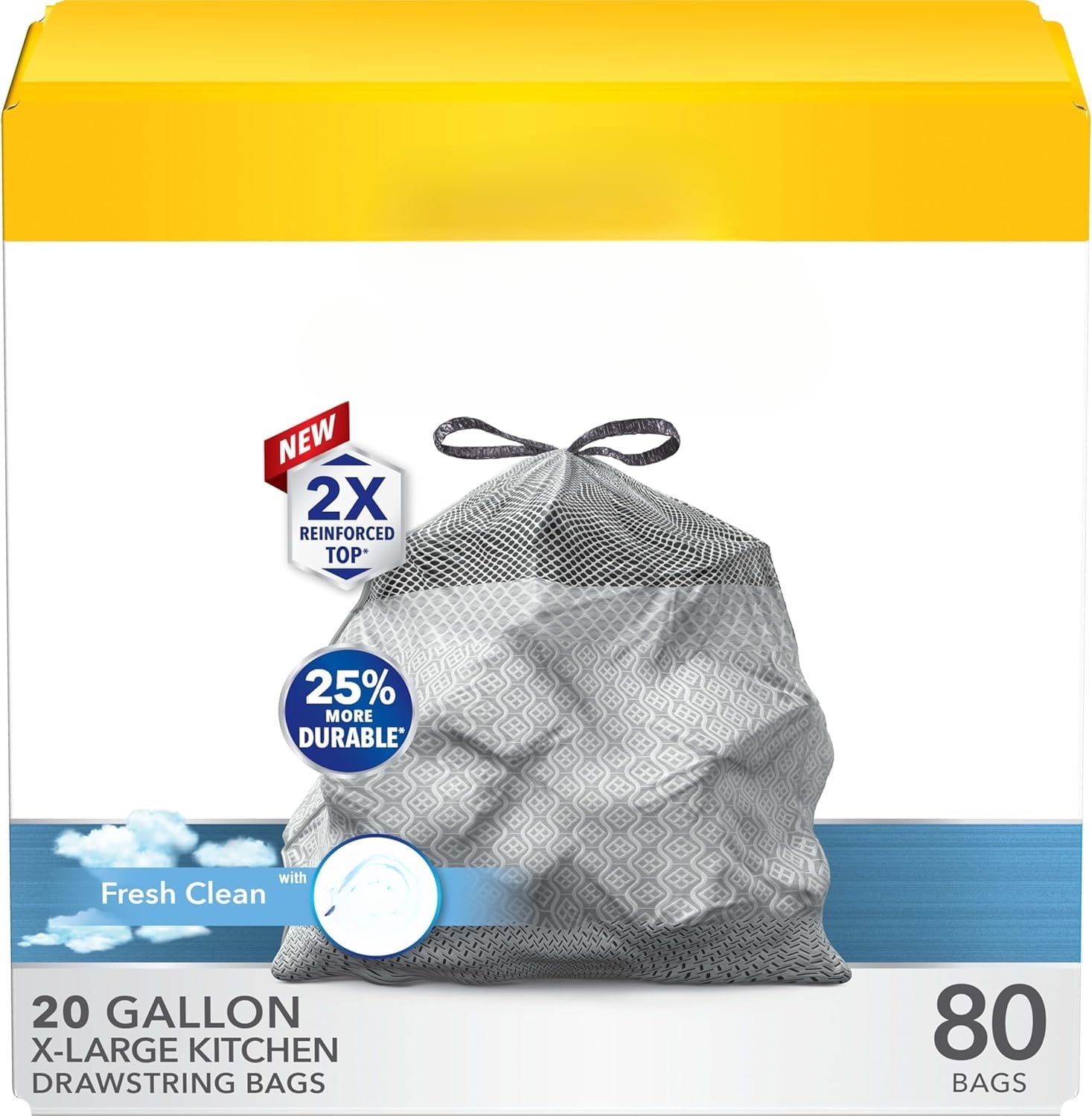 Tall Kitchen Trash Bags 20 Gallon, XL Drawstring Garbage Bags with ...